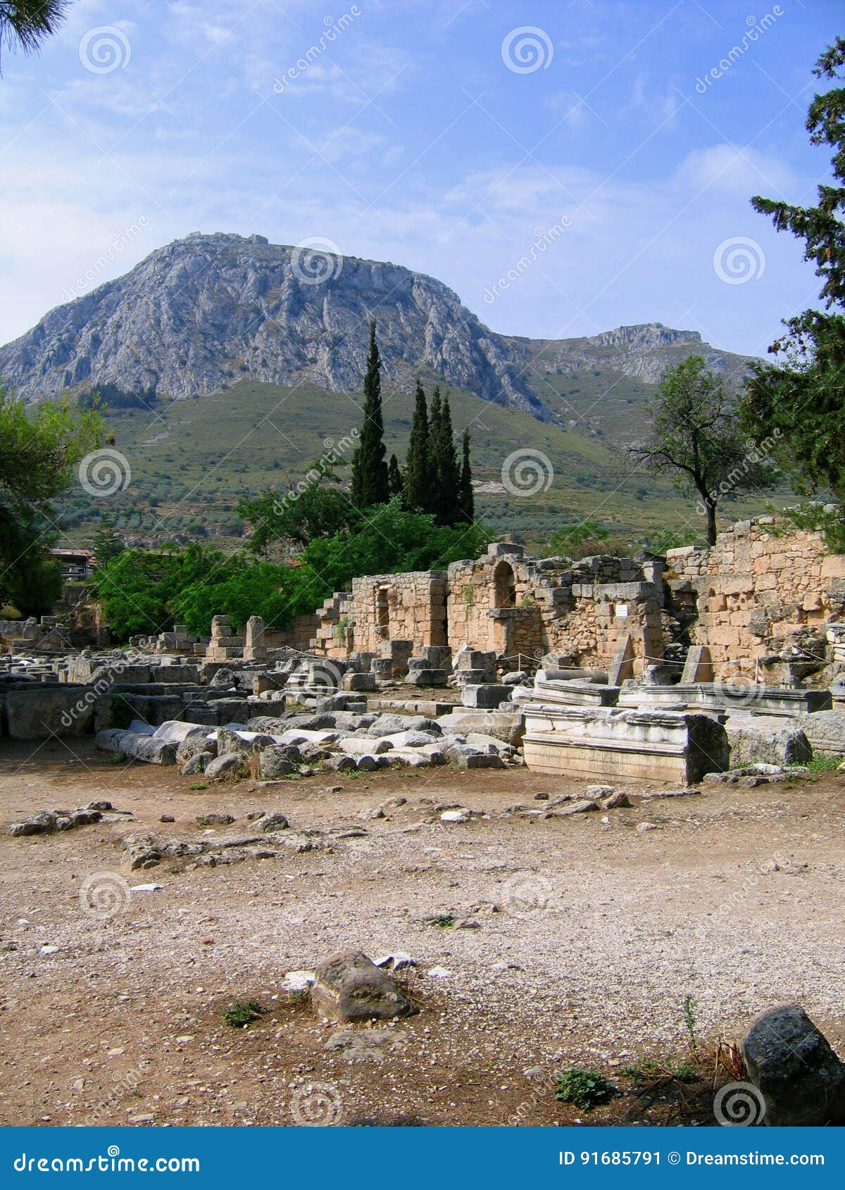 Ruins of Corinth stock image. Image of rubble, ancient - 91685791
