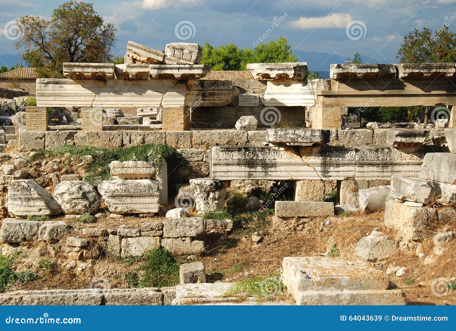 Ruins in Corinth, Greece - Archaeology Background Stock Image - Image ...