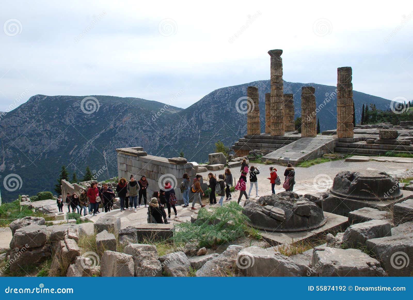 Ruins of Delphi in Greece Looking into the Mountains Editorial ...
