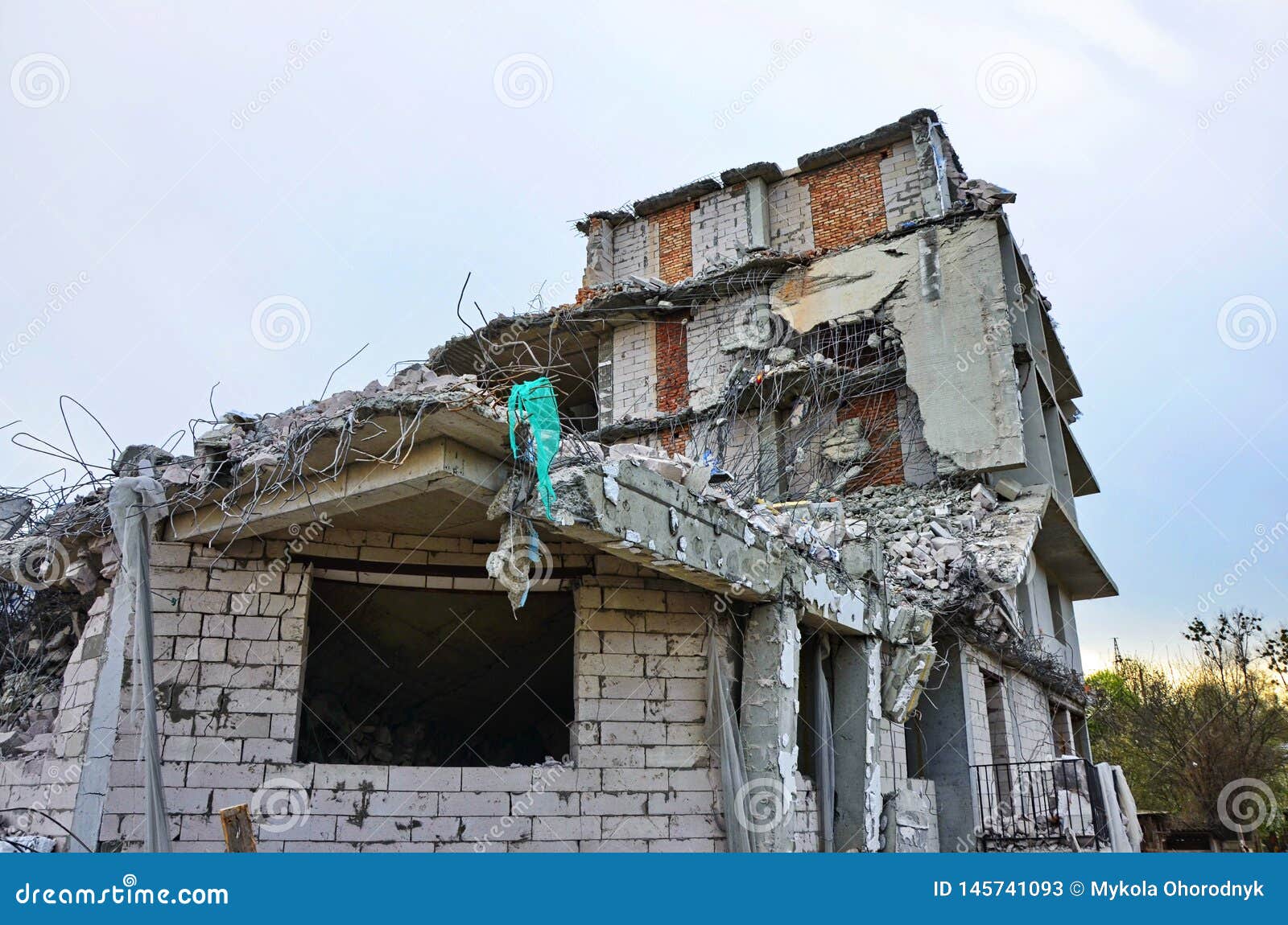 Ruins of the Destroyed Building and Dwelling Stock Image - Image of ...