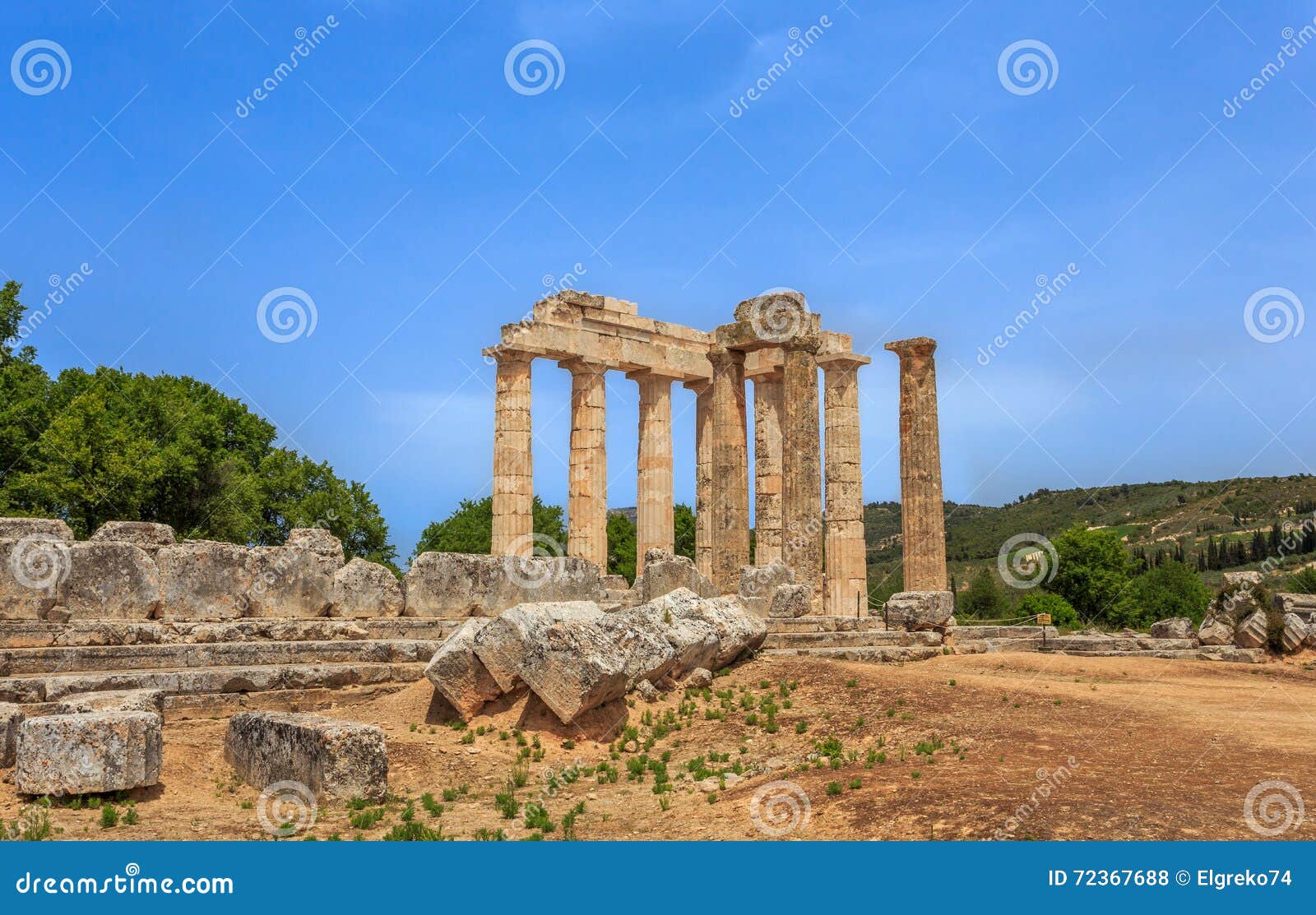 Ruins of Doric Temple in Ancient Nemea, Corinthia Stock Photo - Image ...