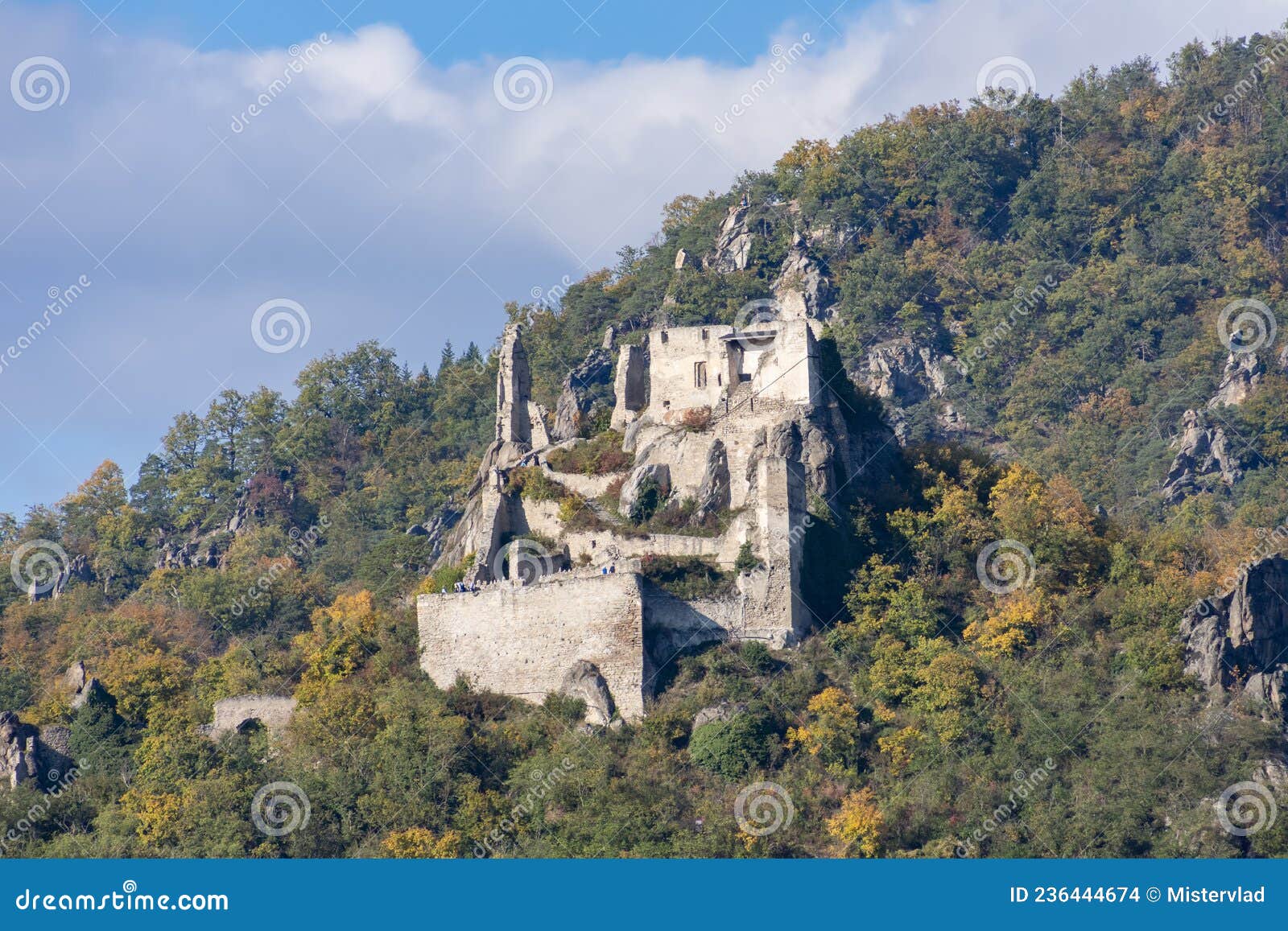 Ruins of Durnstein Castle Over Wachau Valley, Austria Stock Photo ...