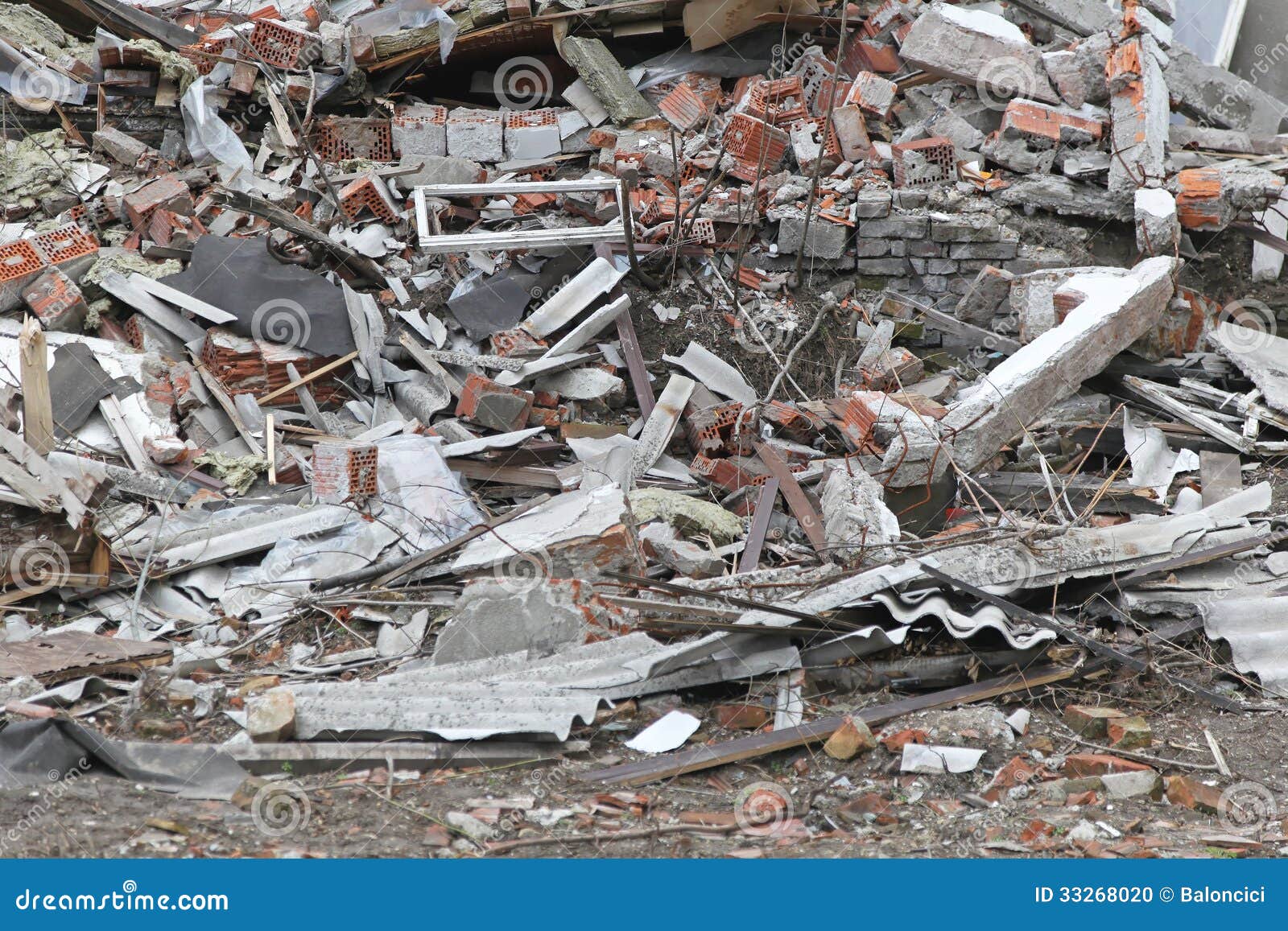 The Ruins Of An Earthquake-damaged Residential Building With Broken ...