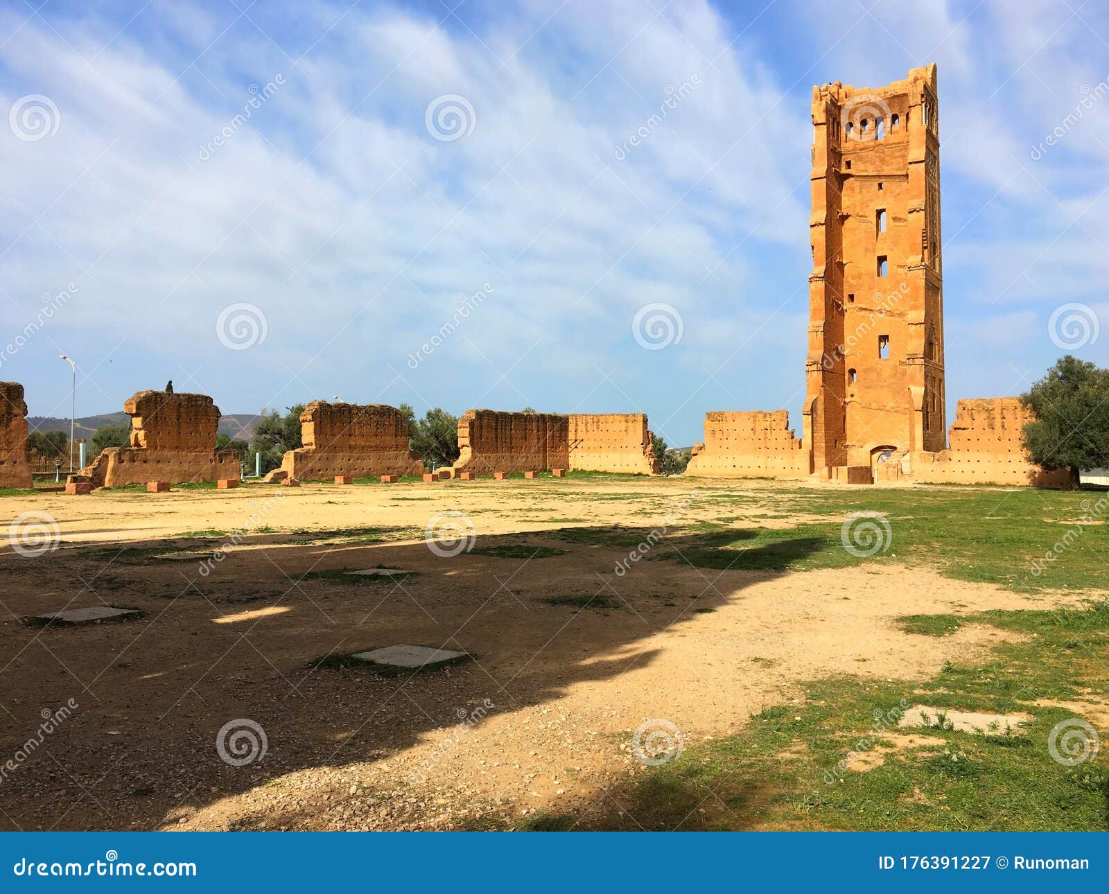 Ruins of El Mansourah Castle Stock Image - Image of mosque, background ...
