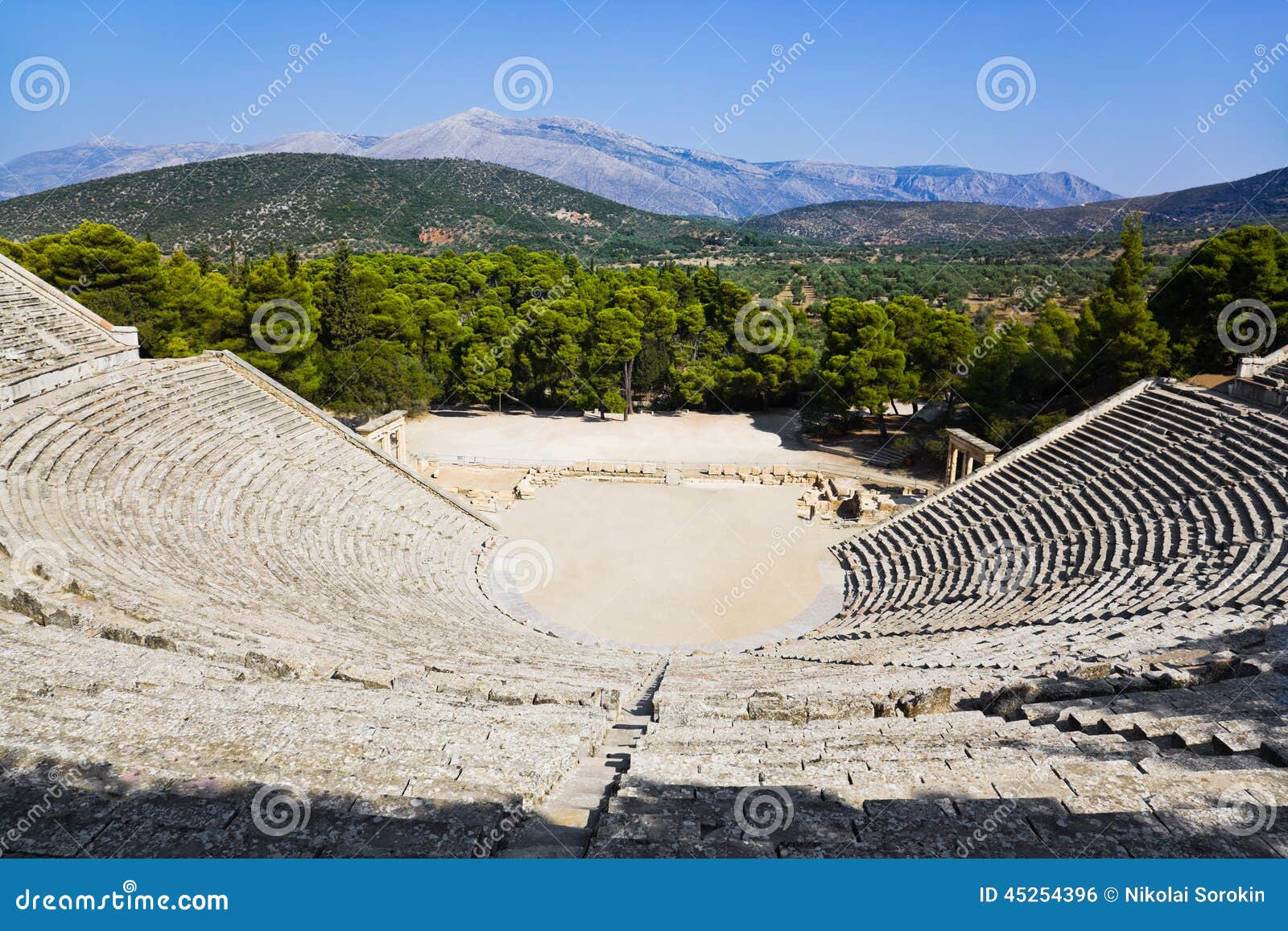 Ruins of Epidaurus Amphitheater, Greece Stock Photo - Image of ...
