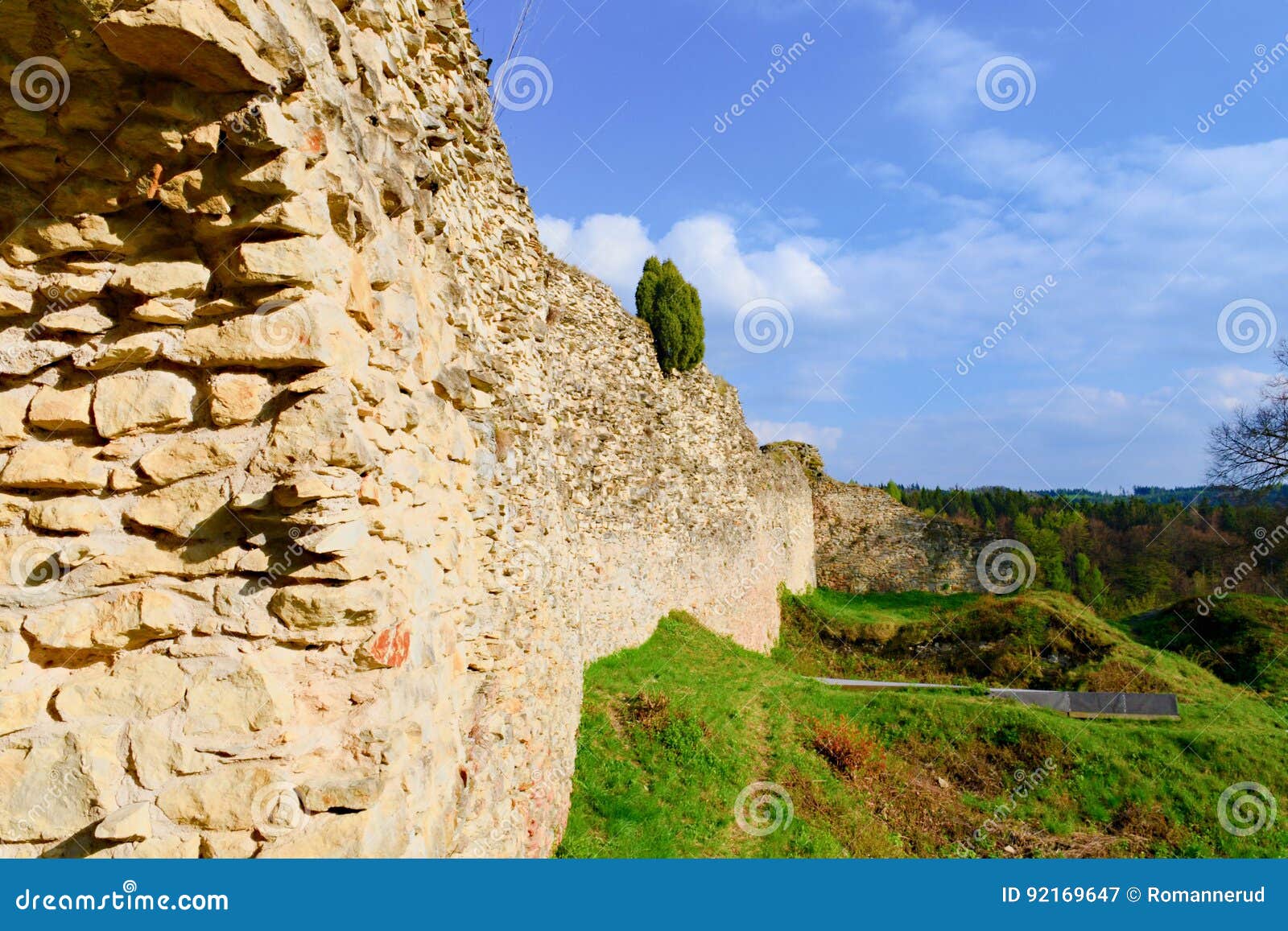 Ruins of Fortification Bulwark. Medieval Rampart Stock Image - Image of ...