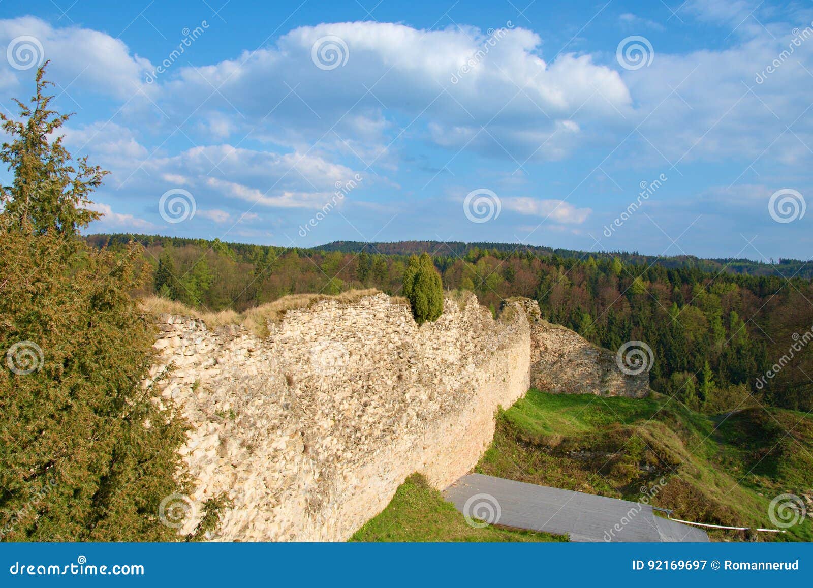 Ruins of Fortification Bulwark. Medieval Rampart Stock Image - Image of ...