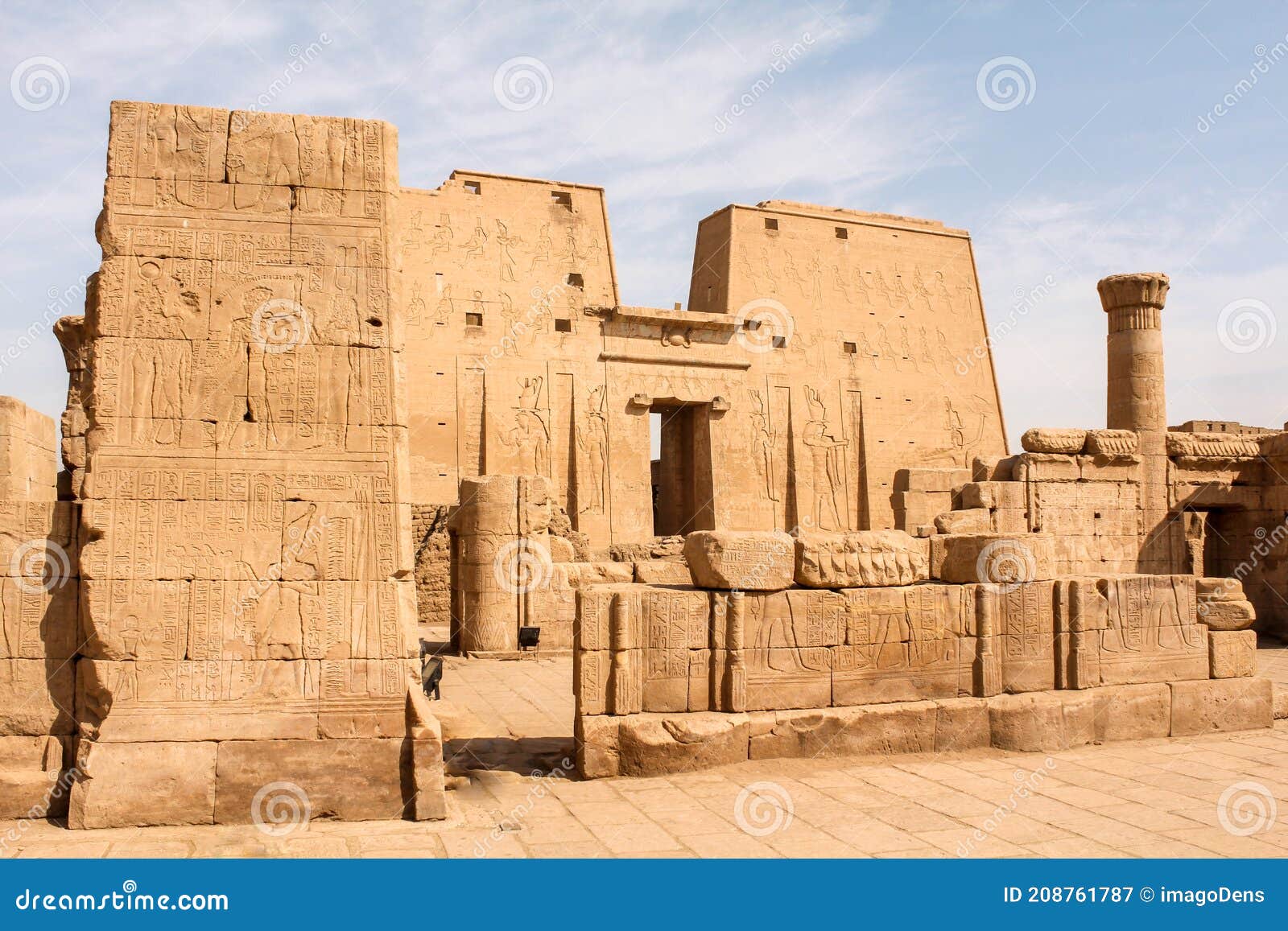 Ruins in Front of Horus Temple in Edfu Stock Image - Image of ...
