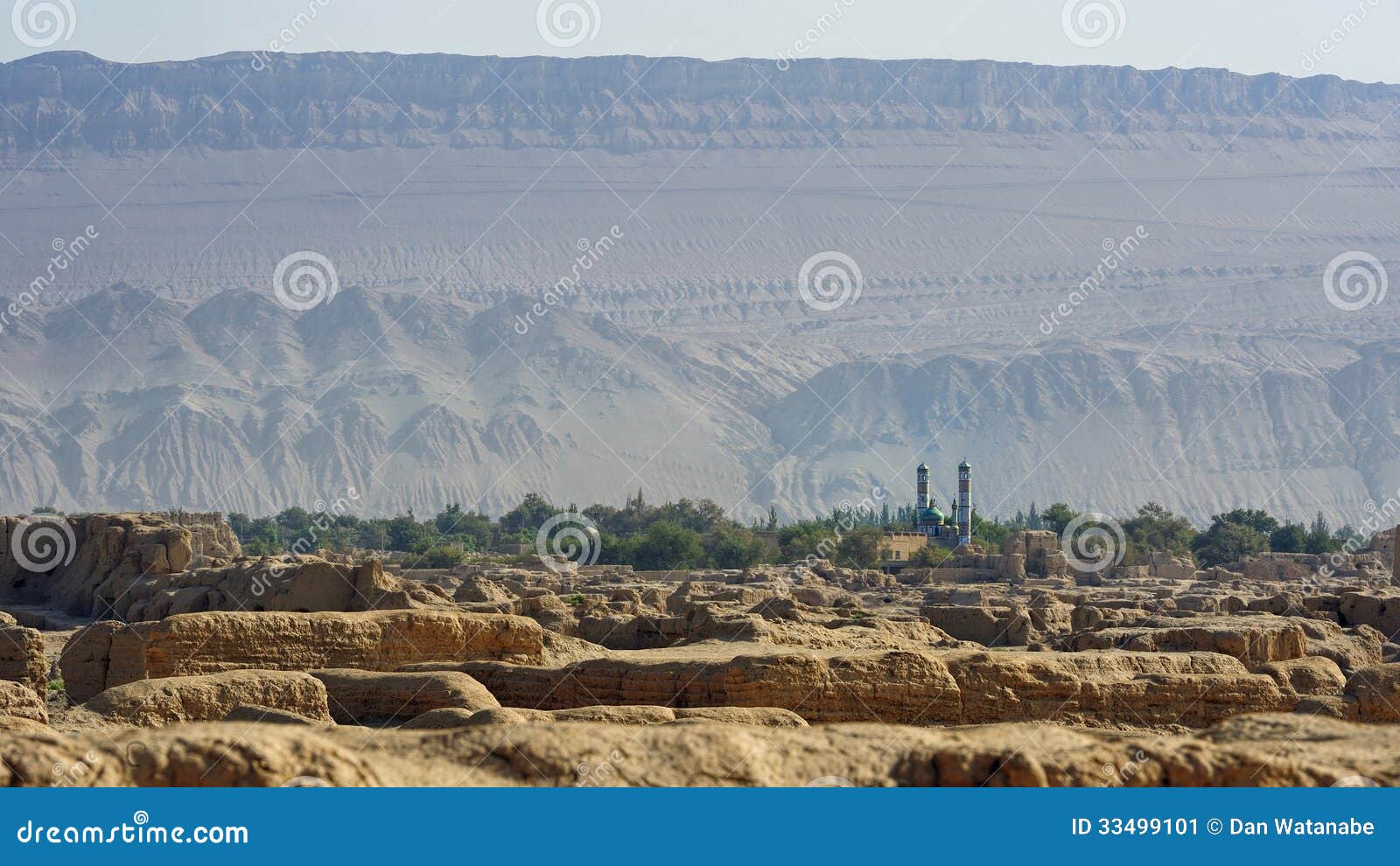 Ruins of Gaochang, Mountains and a Mosque Stock Image - Image of ...