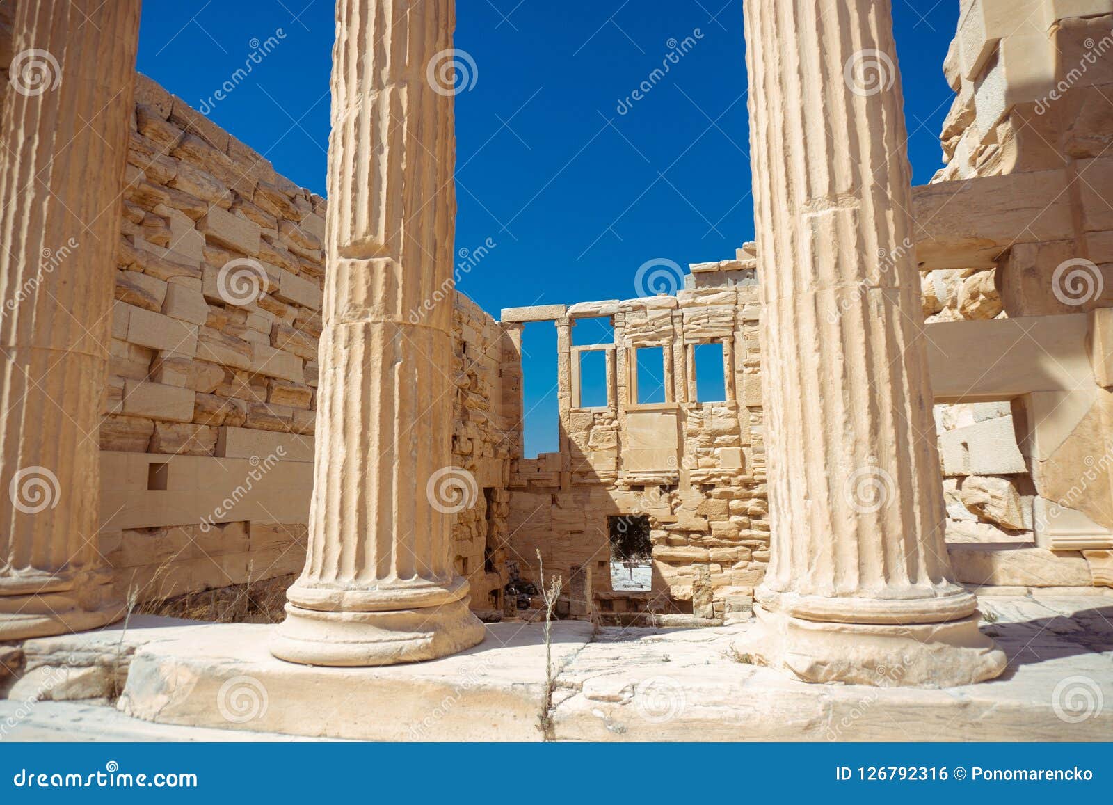 Ruins of the Greek Acropolis Stock Photo - Image of culture, democracy ...