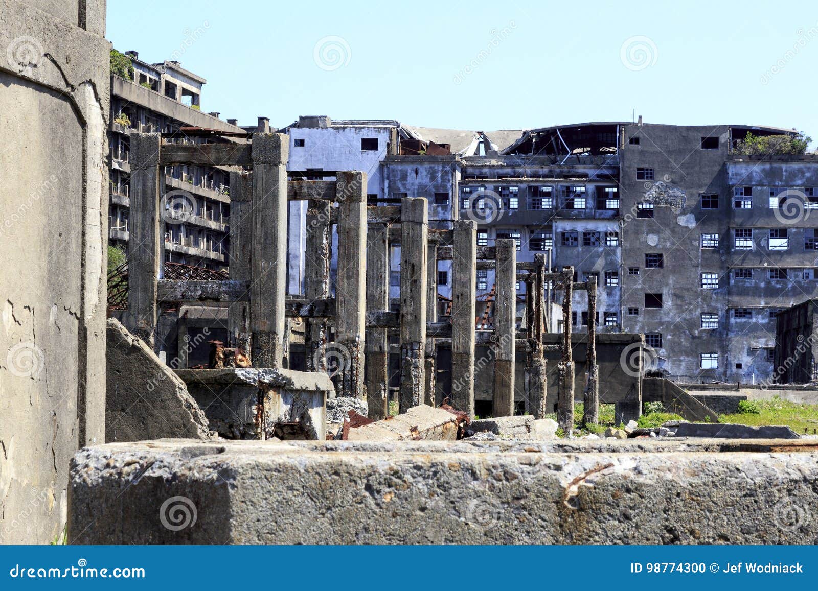 Ruins in Hashima Island stock photo. Image of ghosttown - 98774300