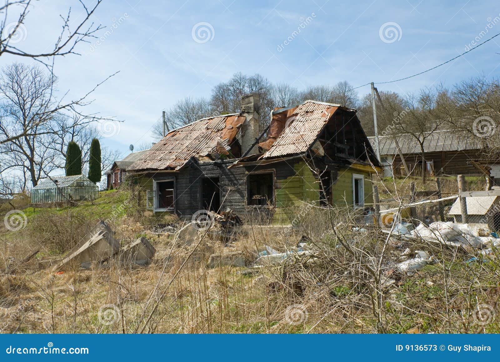 Ruins of House after Big Fire Stock Image - Image of real, fear: 9136573