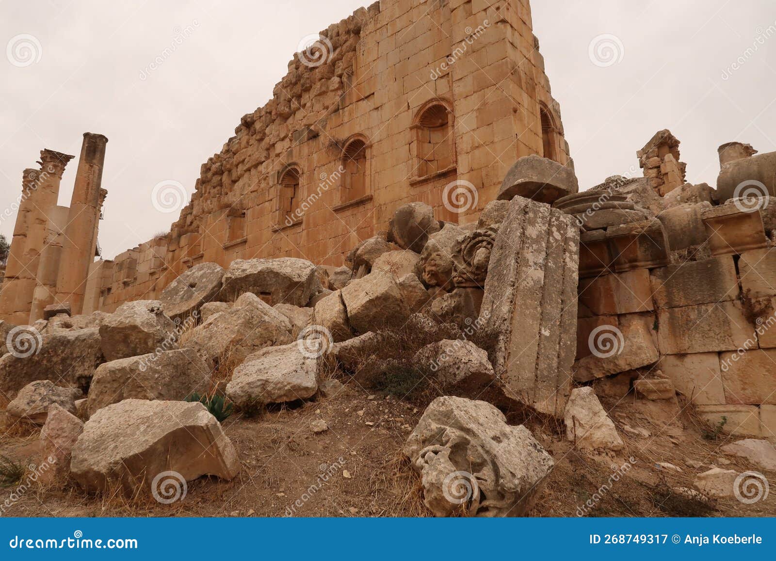 Ruins of the Impressive Ancient Temple of Zeus in Gerasa, Jerash ...
