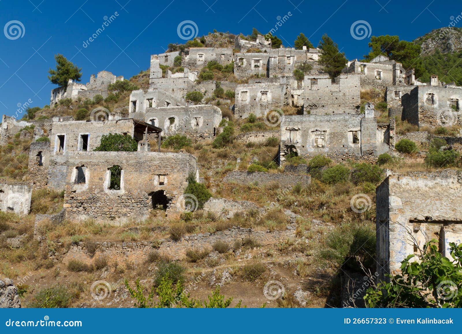 Ruins of Kayakoy, Fethiye stock image. Image of ruinous - 26657323