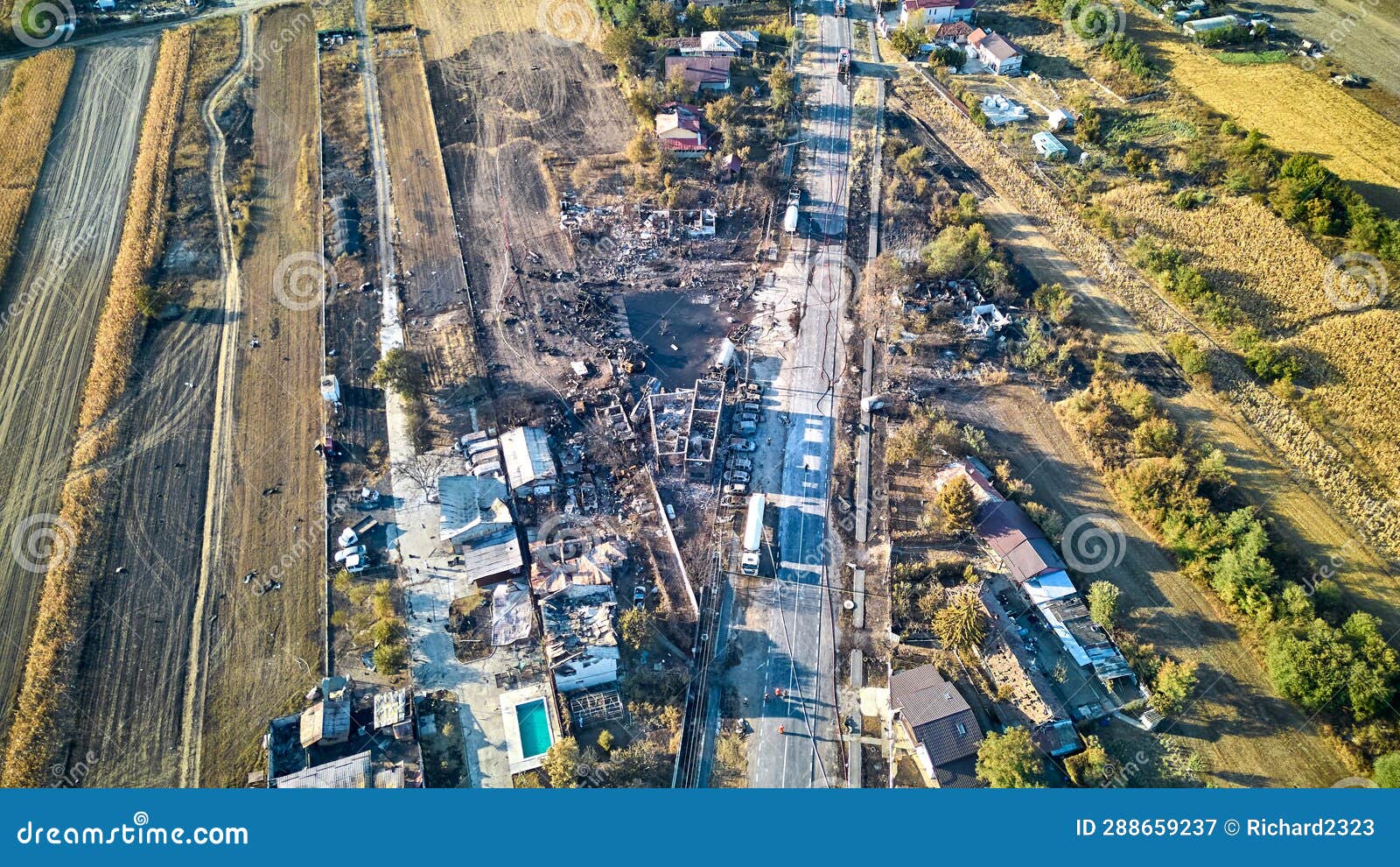 The Ruins Left from the Crevedia Explosion (Romania) Stock Image ...