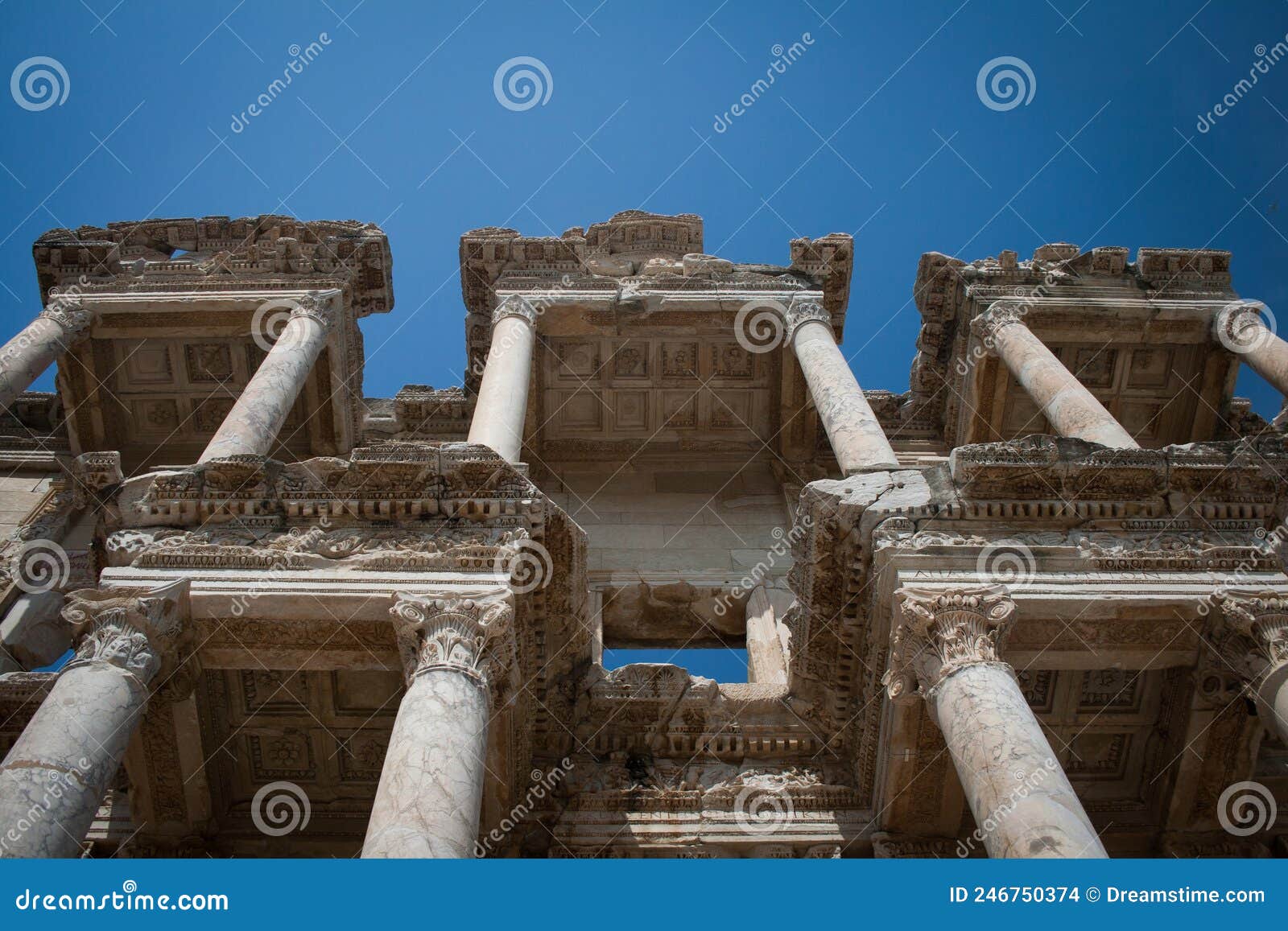 Ruins of the Library of Celsus in Ephesus Stock Photo - Image of asia ...