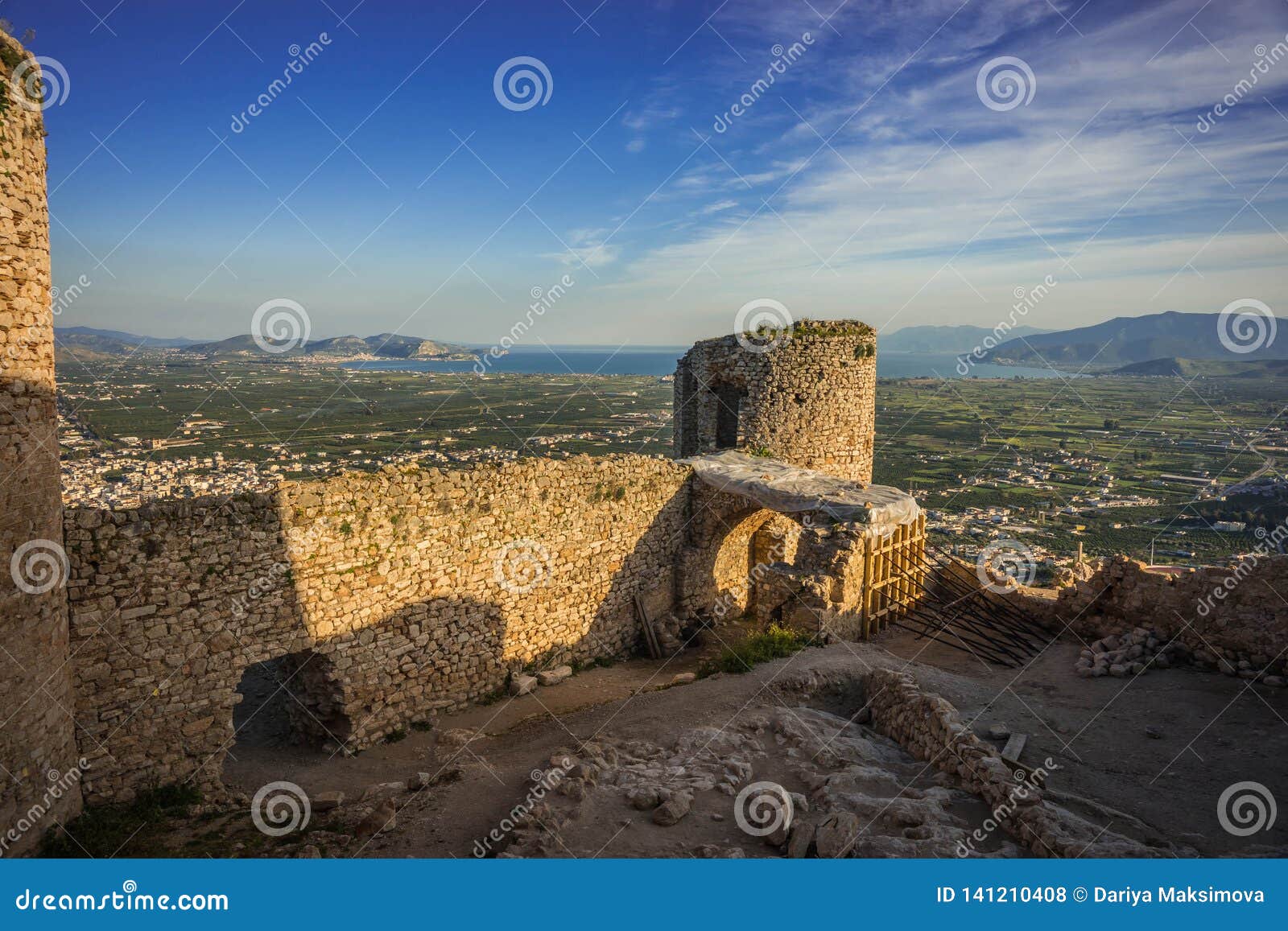 Ruins of Medieval Castle in Argos on Peloponnese in Greece Stock Photo ...