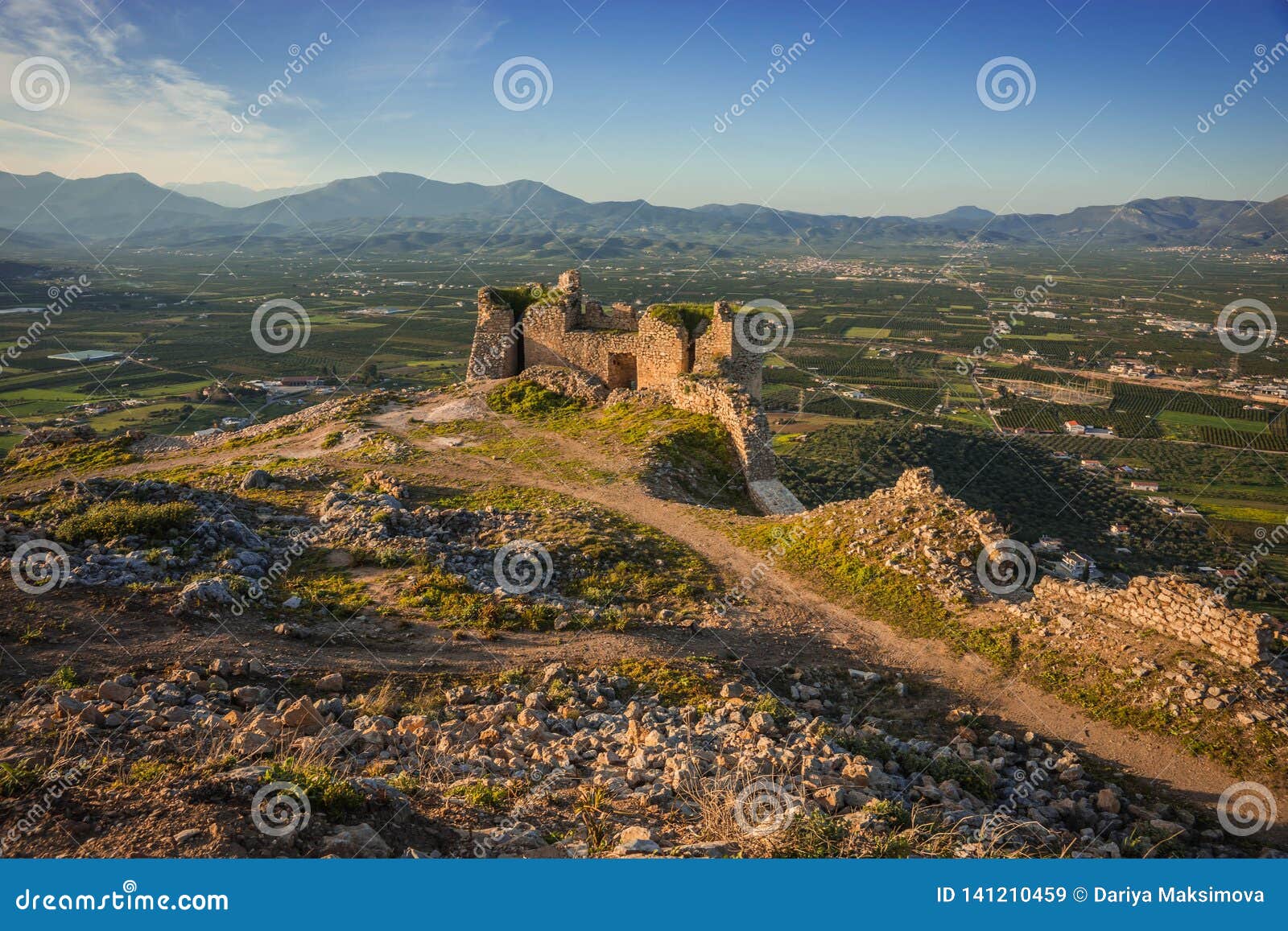 Ruins of Medieval Castle in Argos on Peloponnese in Greece Stock Image ...