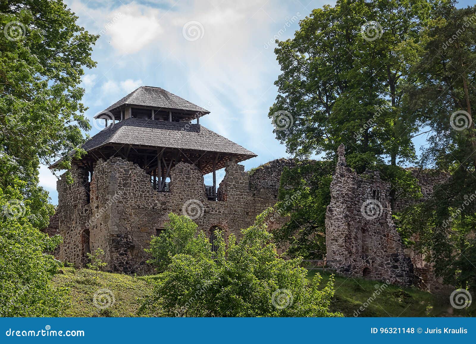 Ruins of the Medieval Castle in Rauna, Latvia Stock Photo - Image of ...