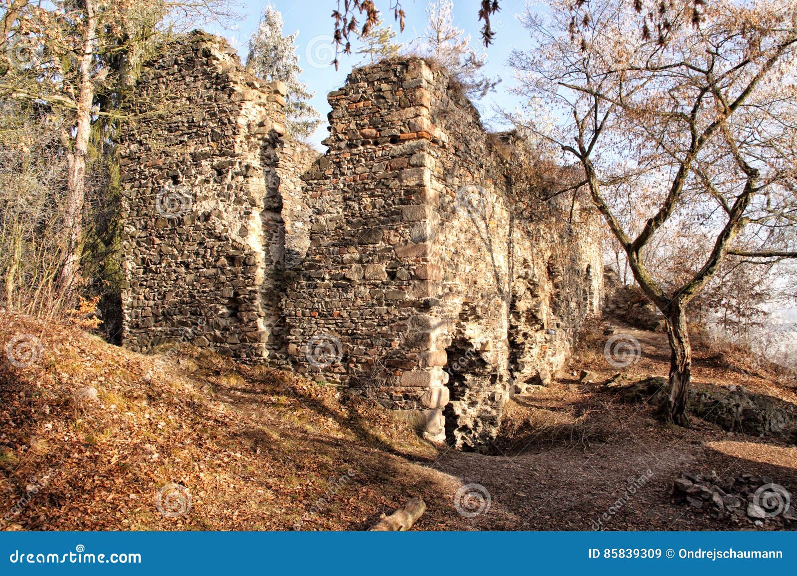 Ruins of Medieval Palace Walls Stock Image - Image of cracked, winter ...