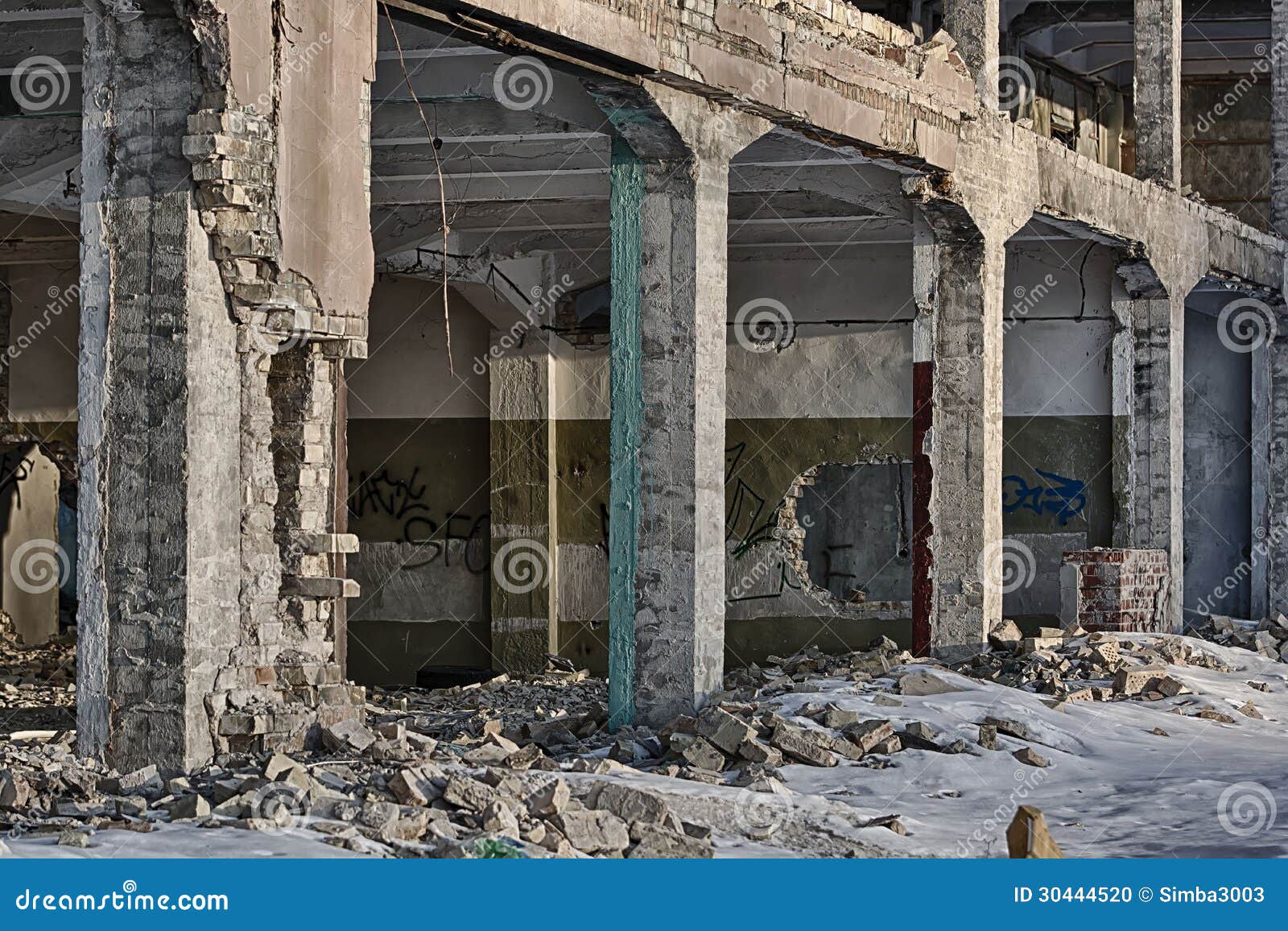 Ruins of Modern Neglected Building Background Stock Photo - Image of ...