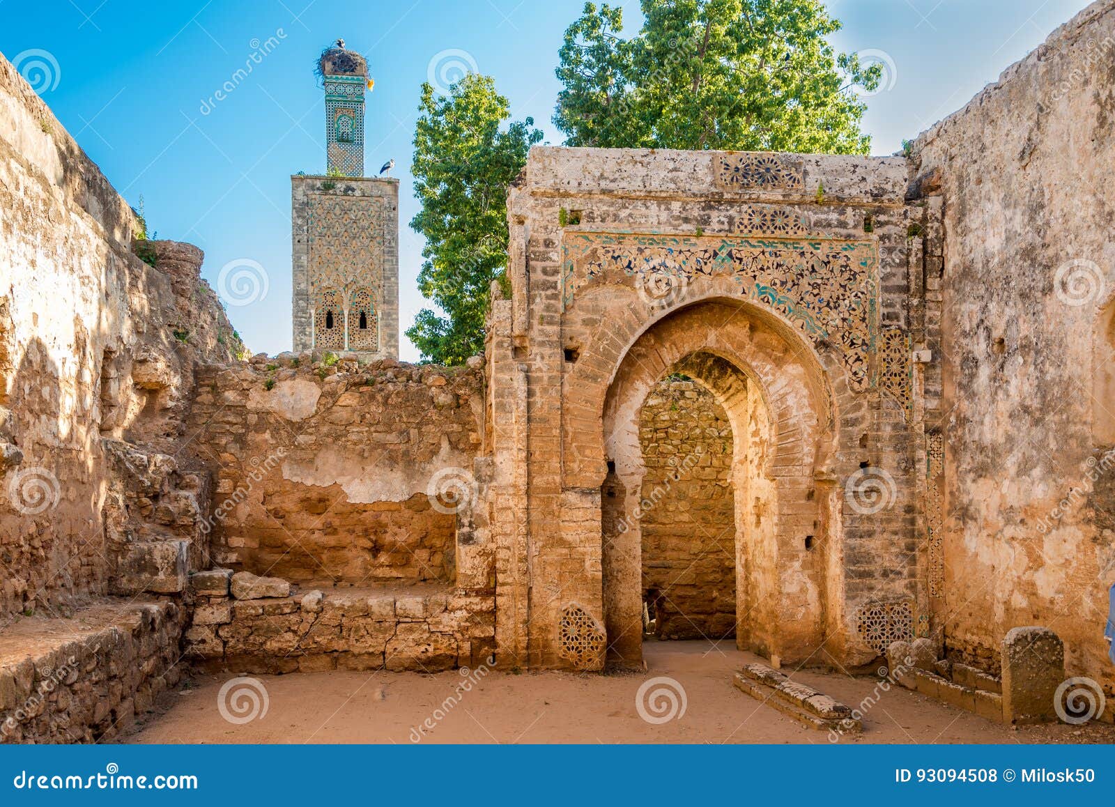 In the Ruins of Mosque in Ancient Chellah Near Rabat ,Morocco Stock ...