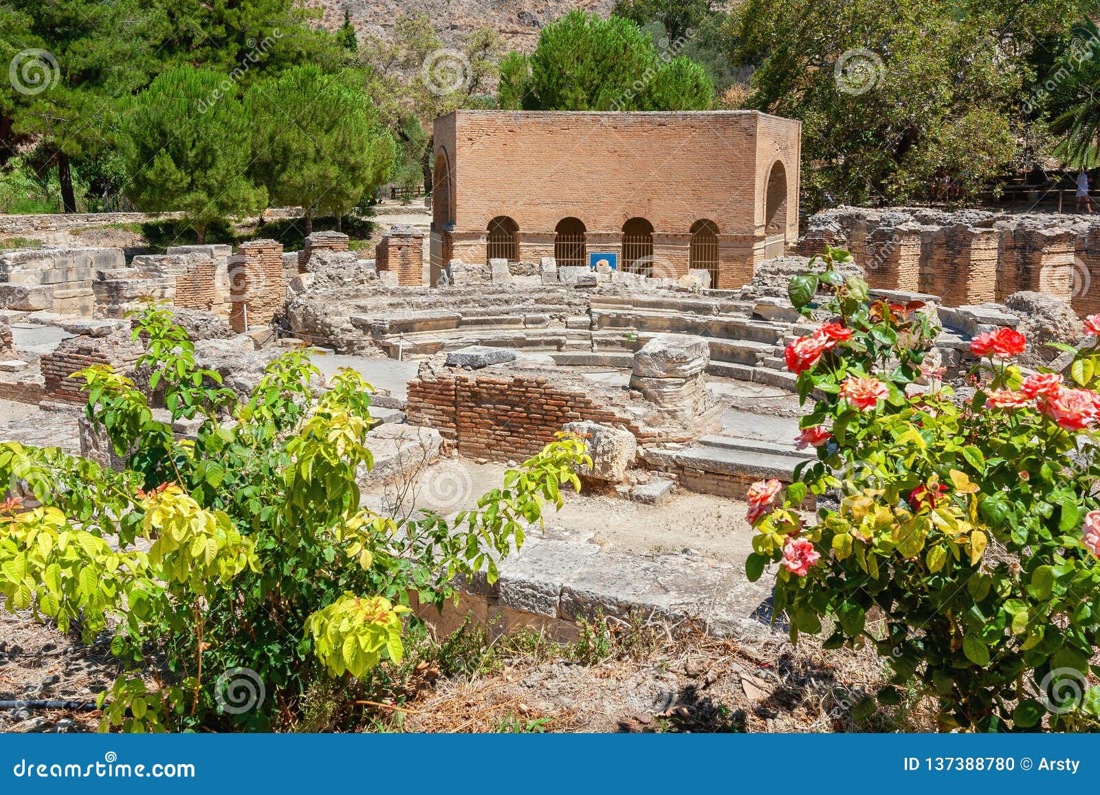 Ruins of Odeon in Gortyn, Crete, Greece Stock Photo - Image of gortis ...