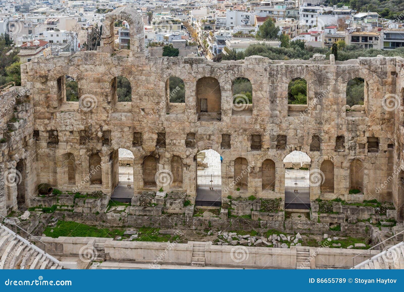 The Odeon Of Herodes Atticus Roman Theater Structure At The Acropolis ...