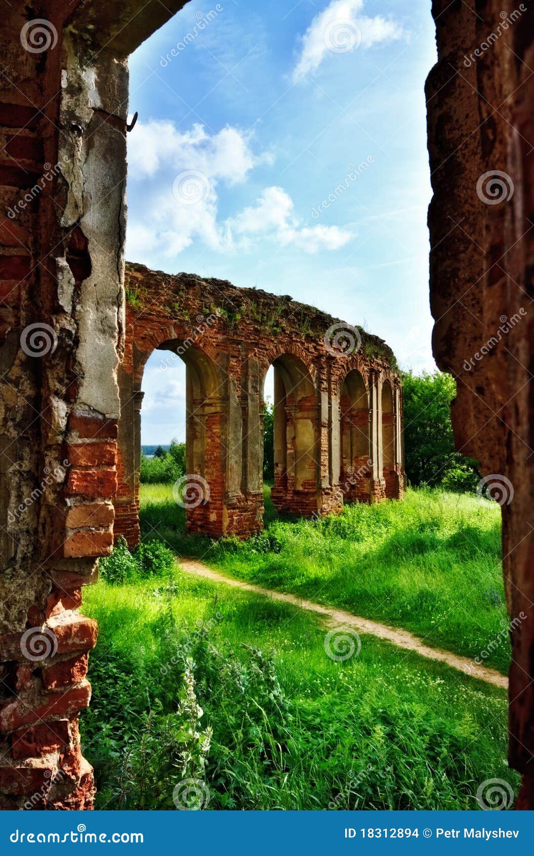 Ruins of old castle stock photo. Image of grass, walls - 18312894