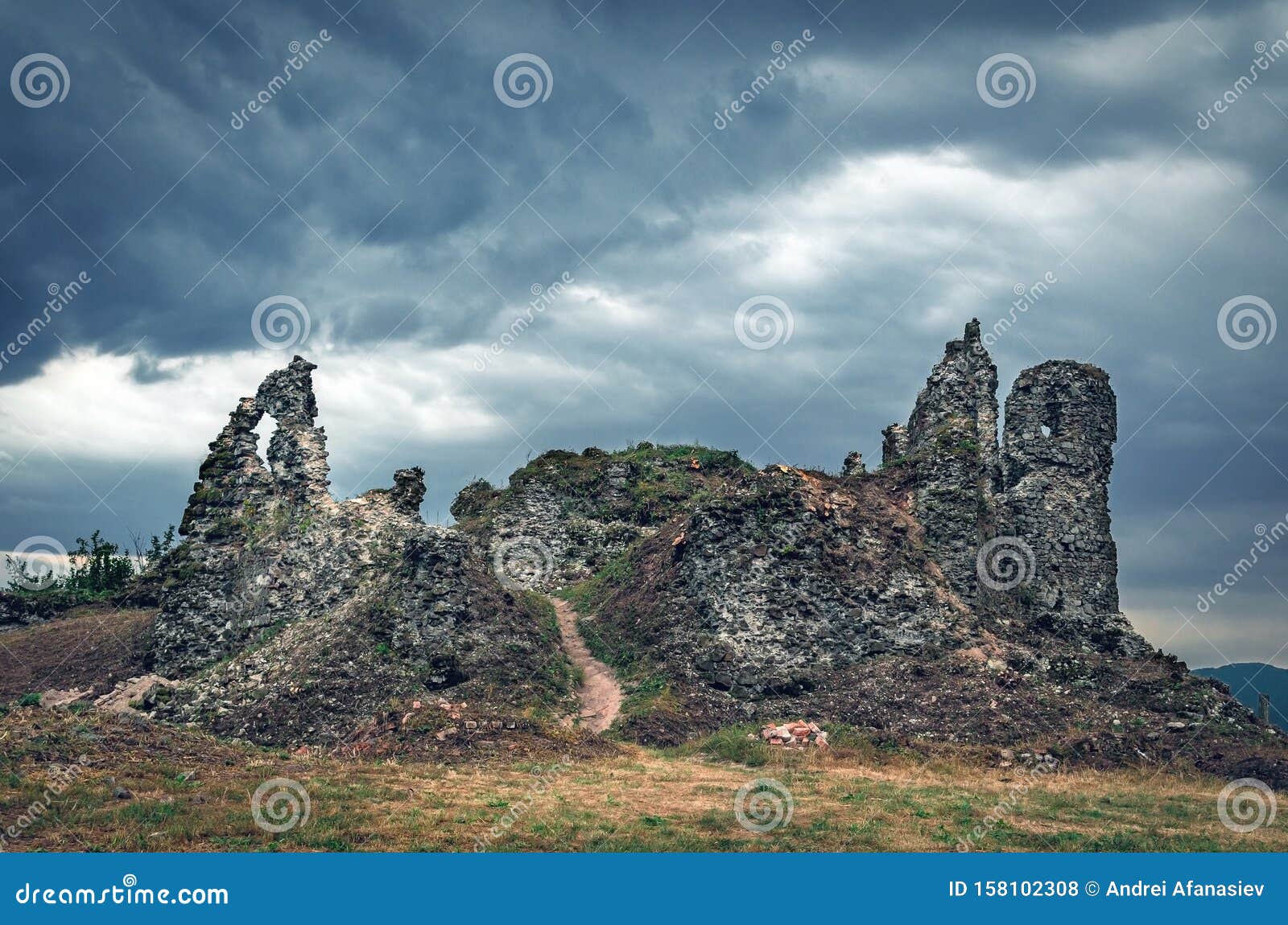 The Ruins of an Old Castle in Khust, Transcarpathia Ukraine, Against a ...