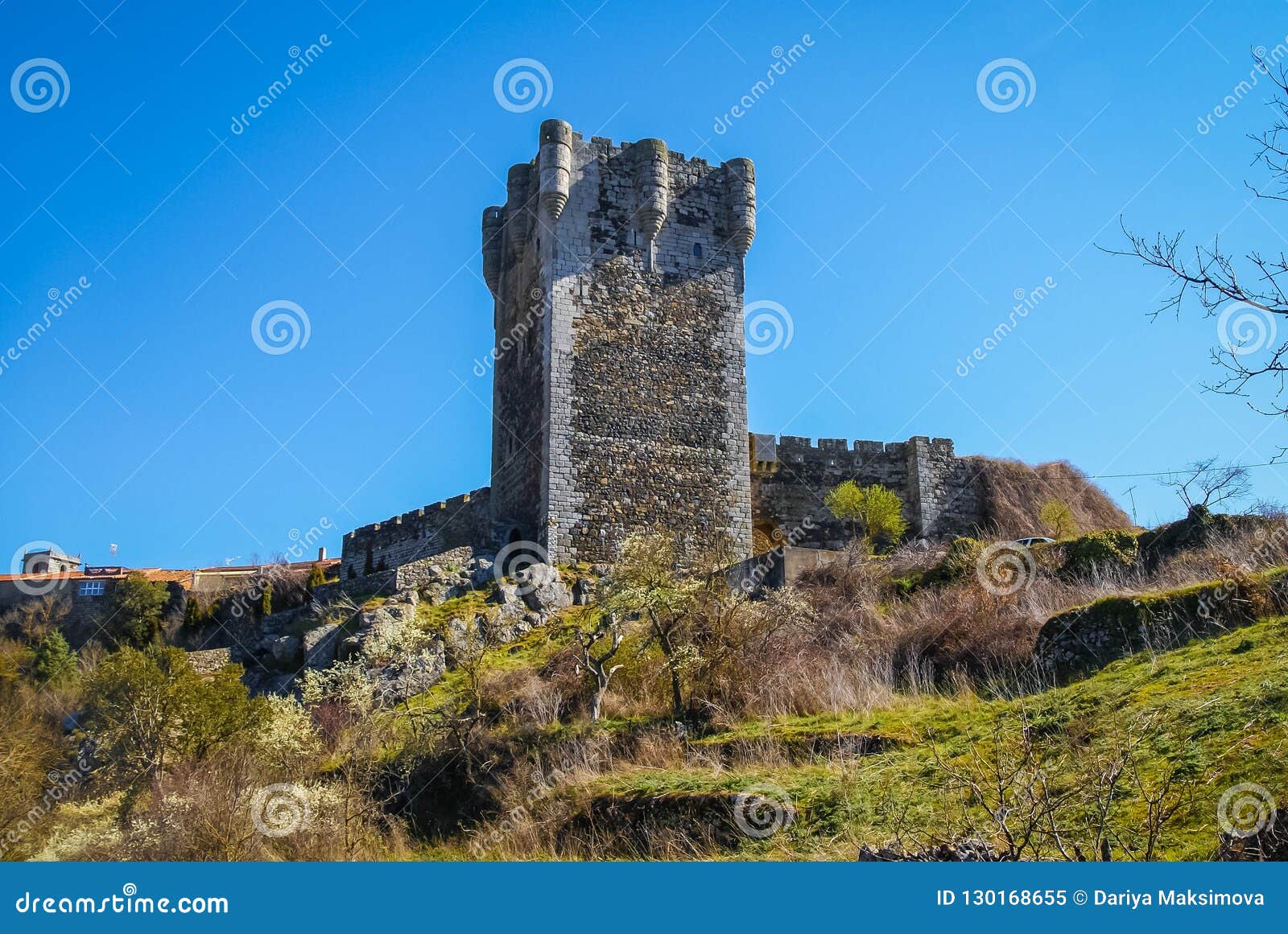 Ruins of Old Castle in Monleon in Spain Stock Image - Image of castilla ...
