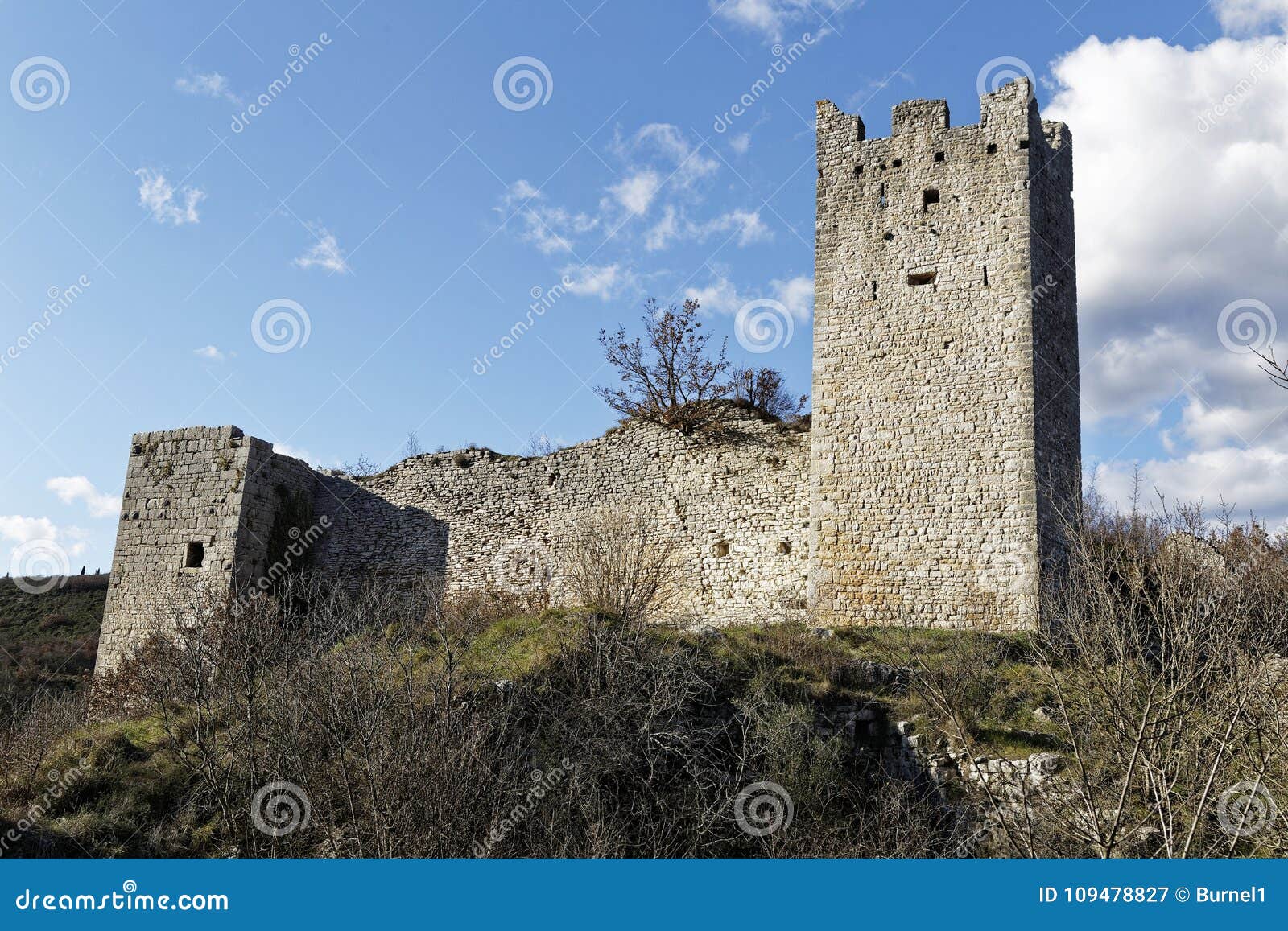 Ruins of old castle stock image. Image of tower, istria - 109478827