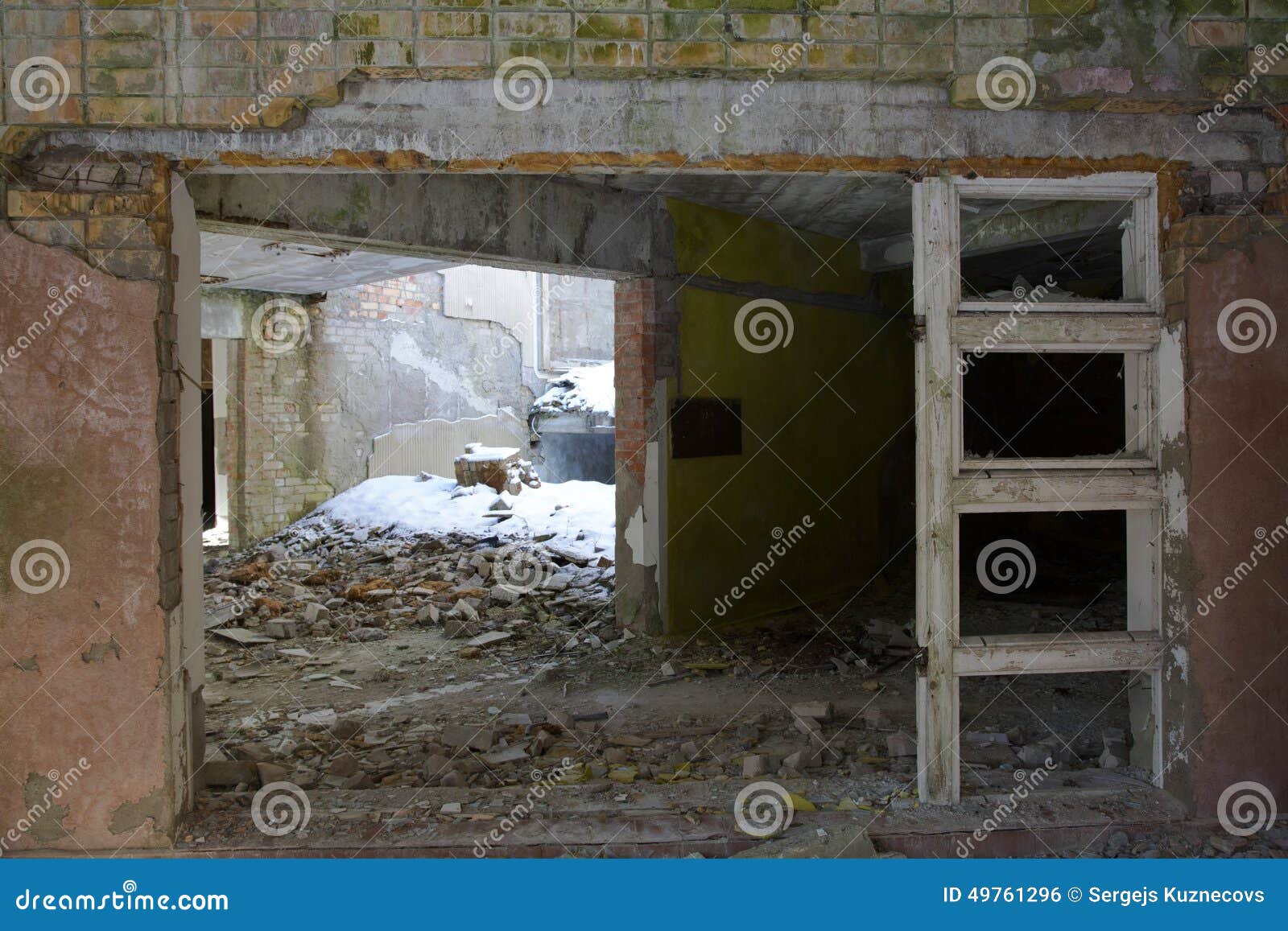 The Ruins of Old Crushed Building Stock Photo - Image of floor, junk ...