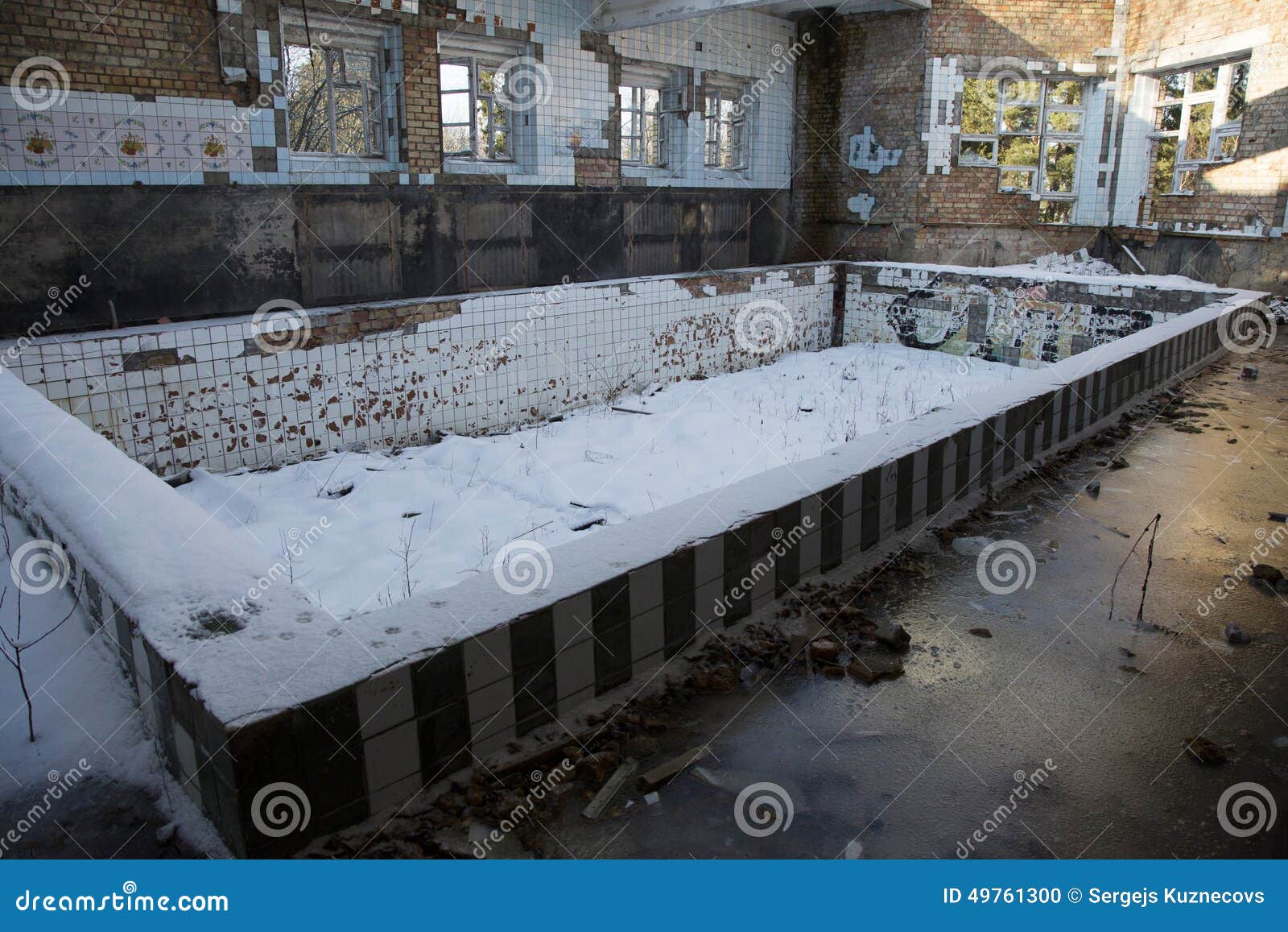 The Ruins of Old Crushed Swimming Pool Stock Photo - Image of abandoned ...