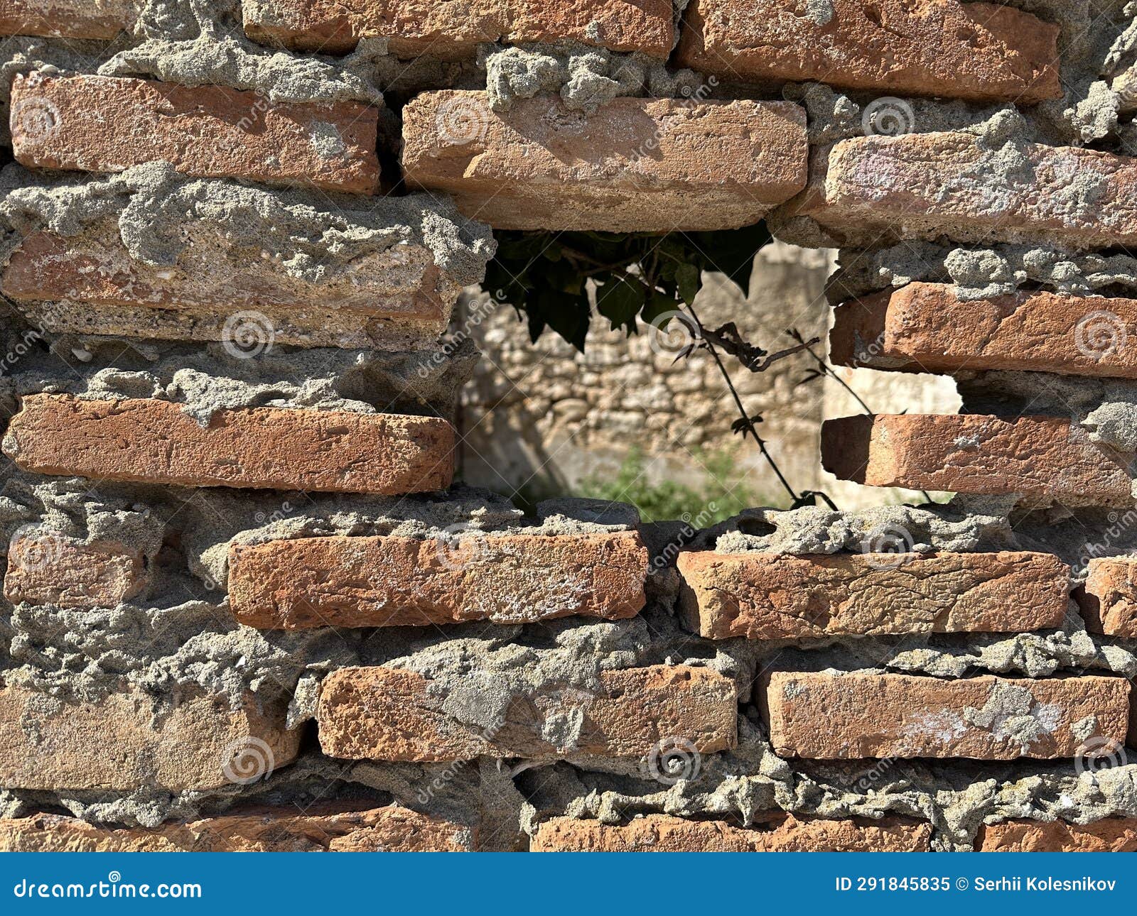 Ruins of an Old Fortress, a Hole in the Stone. Hole in the Ancient ...