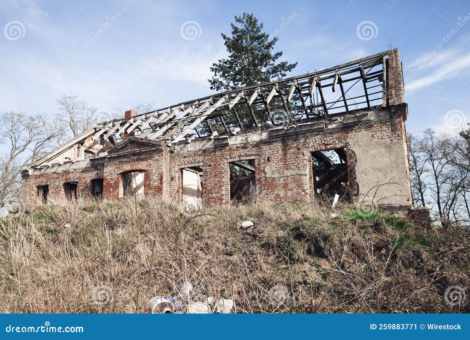 Ruins of an Old Stone Building in the Field Stock Image - Image of ...