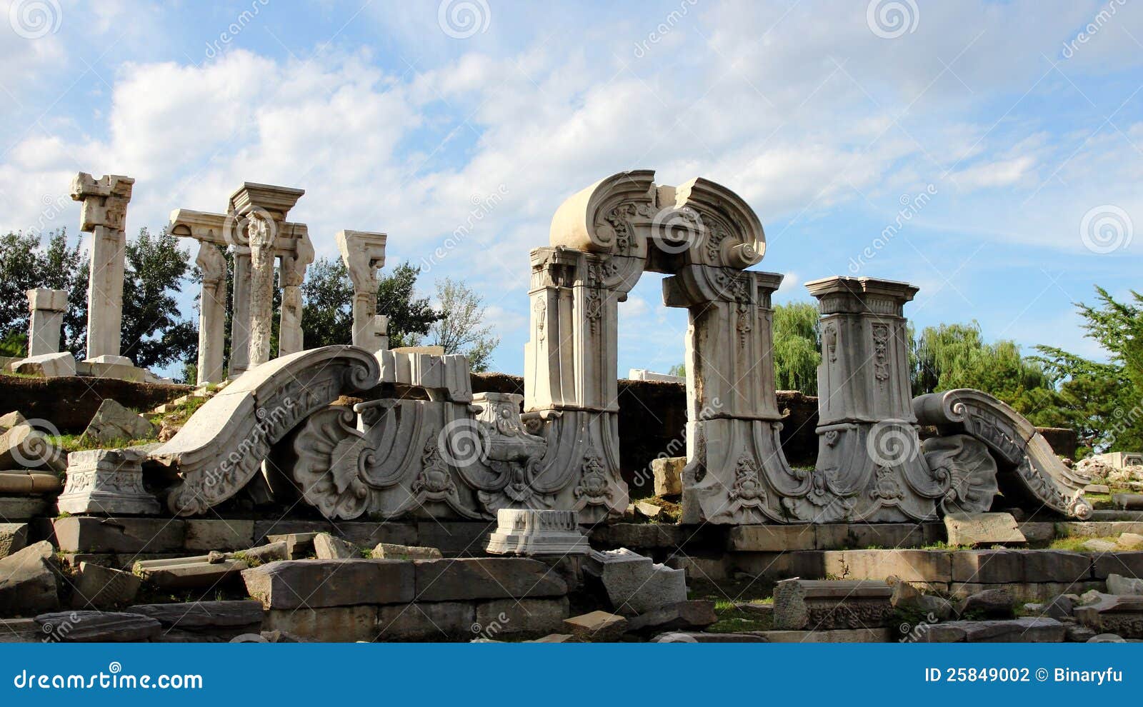 Ruins in Old Summer Palace stock photo. Image of cloud - 25849002