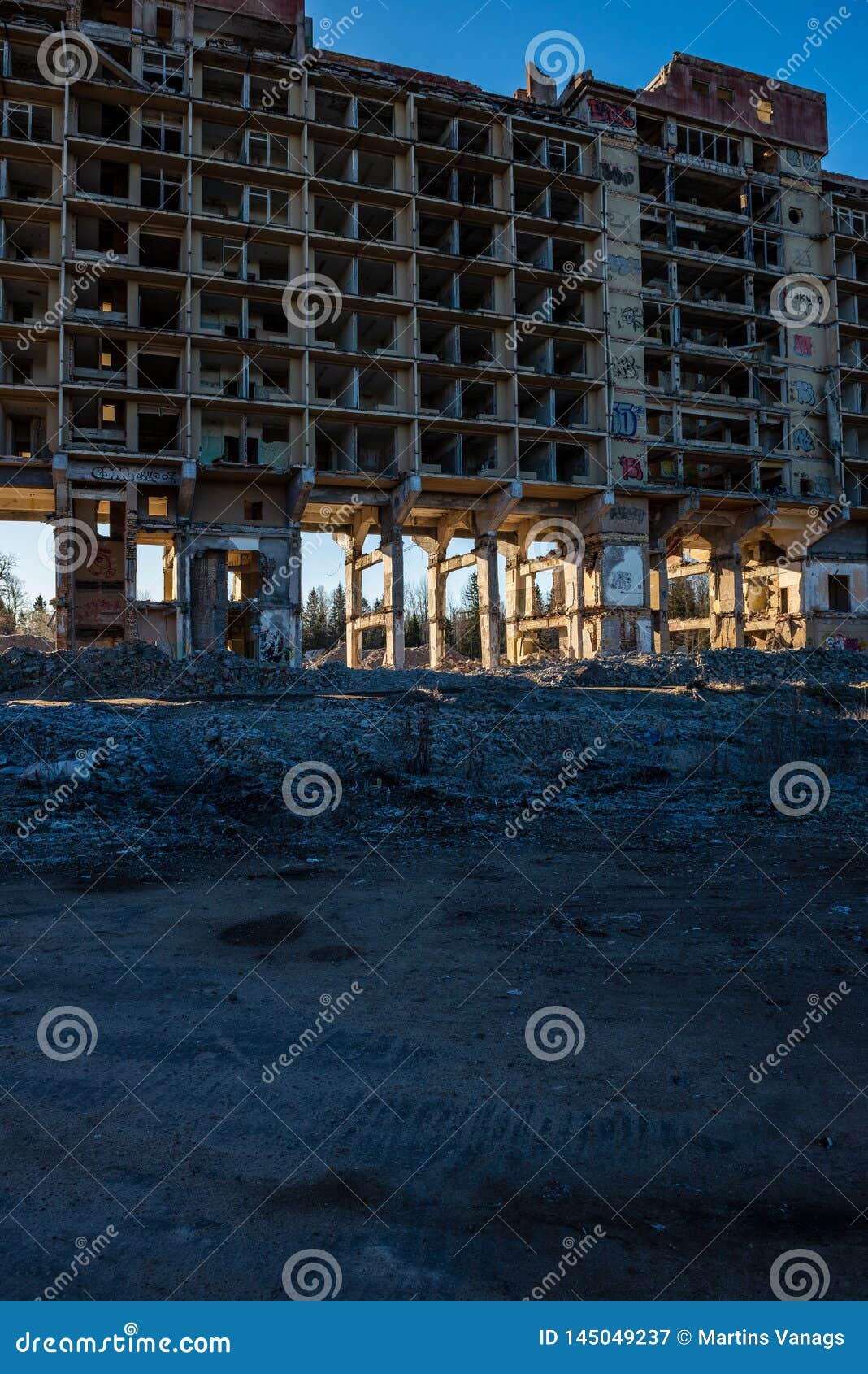 Ruins of Old White Brick Building Stock Image - Image of empty, white ...