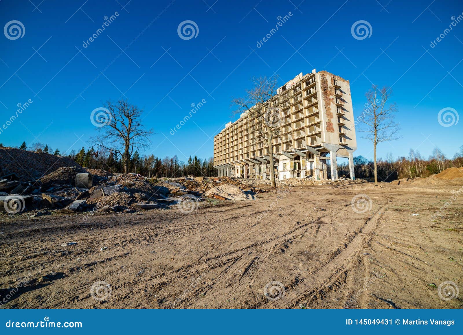 Ruins of Old White Brick Building Stock Image - Image of storm ...