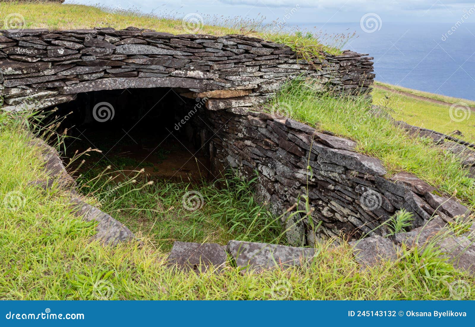 Ruins of Orongo Village on Rapa Nui, Easter Island, Chile Stock Photo ...