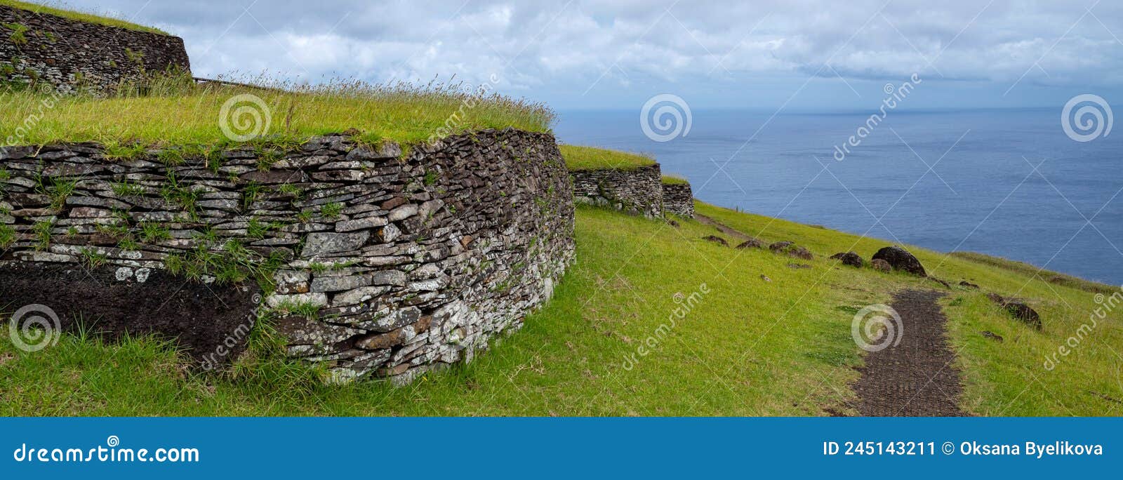 Ruins of Orongo Village on Rapa Nui, Easter Island, Chile Stock Image ...