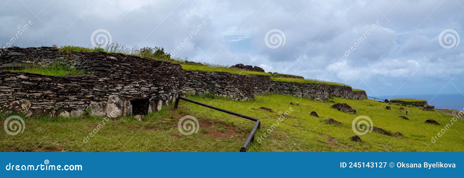 Ruins of Orongo Village on Rapa Nui, Easter Island, Chile Stock Image ...