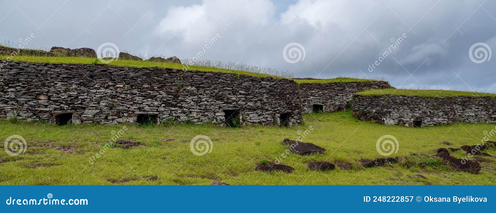 Ruins of Orongo Village on Rapa Nui, Easter Island, Chile Stock Image ...