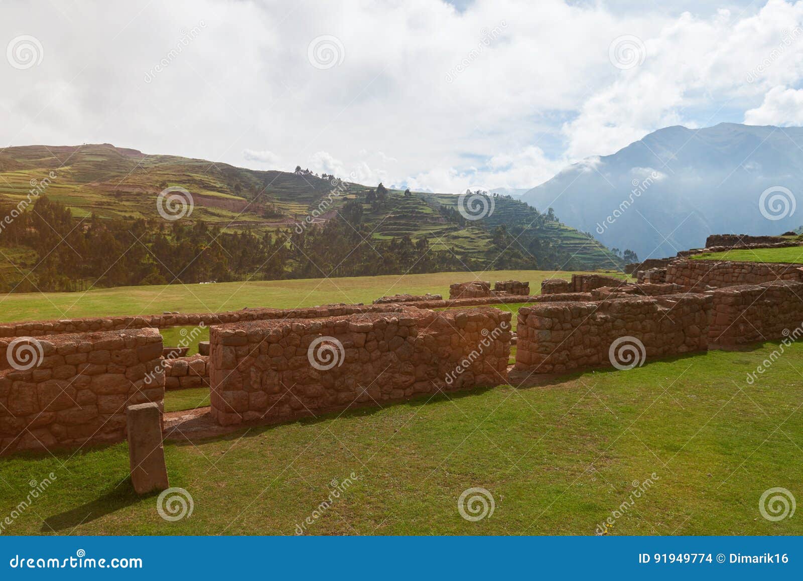 Ruins in Peruvian Landscape Stock Photo - Image of beautiful, pisac ...