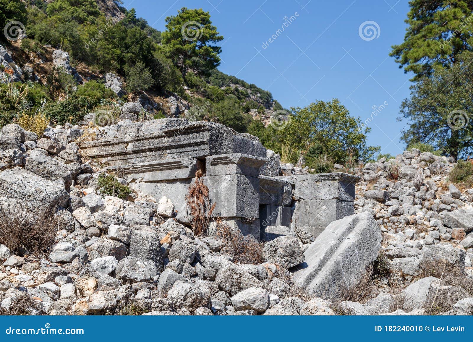 Ruins of Pinara Ancient City Stock Photo - Image of antique, blue ...