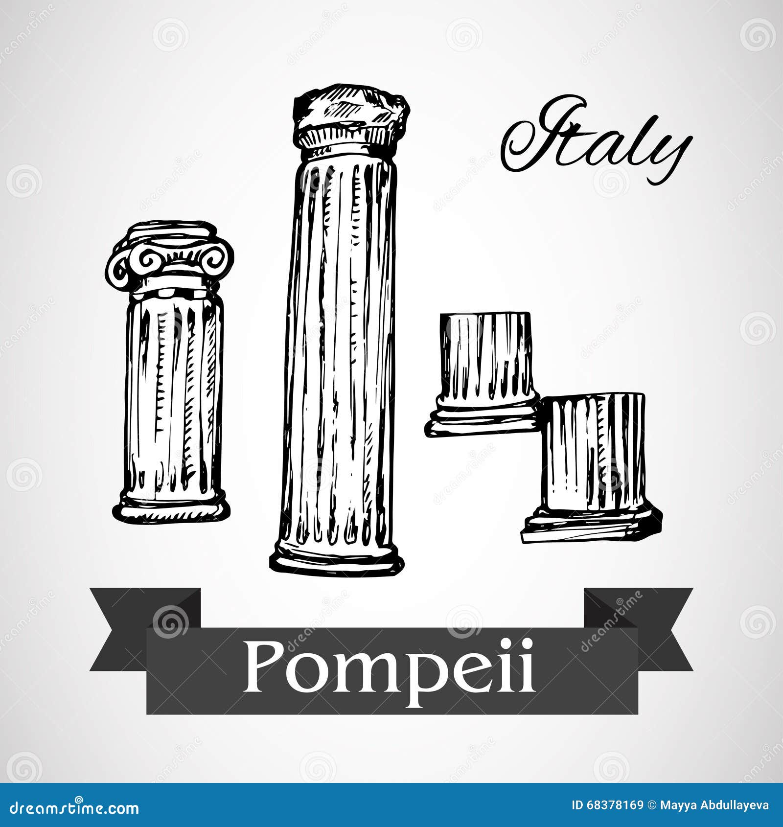 Ruins Of Pompeii - Vector | CartoonDealer.com #68378169