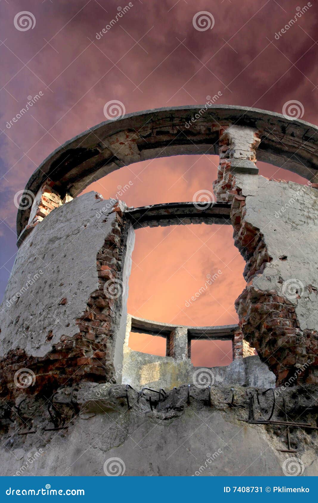Ruins on the red sky stock image. Image of clouds, bricks - 7408731