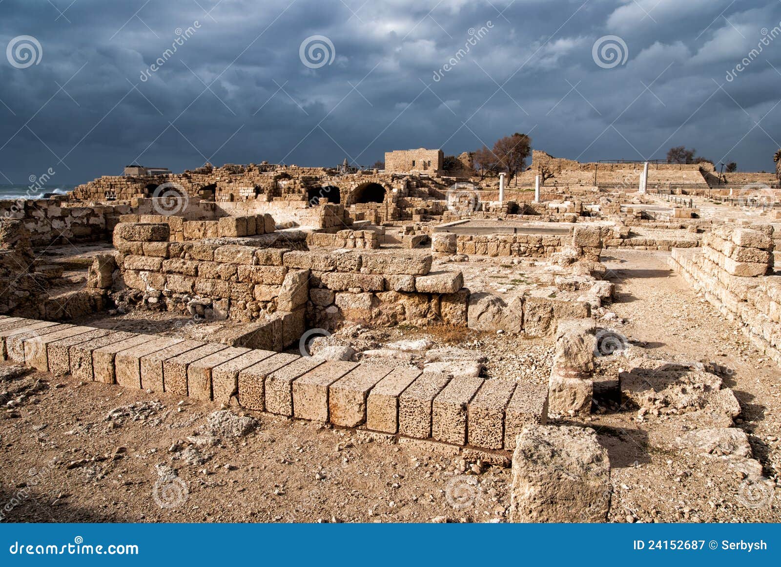 Ruins of Roman Period in Caesarea Stock Image - Image of mediterranean ...
