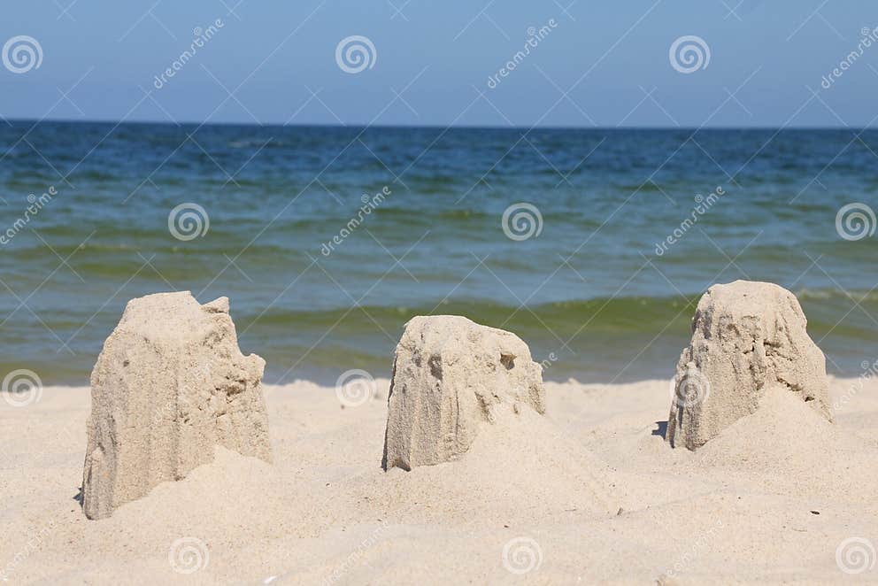 The Ruins of a Sand Castle Destroyed by Wind Stock Photo - Image of ...