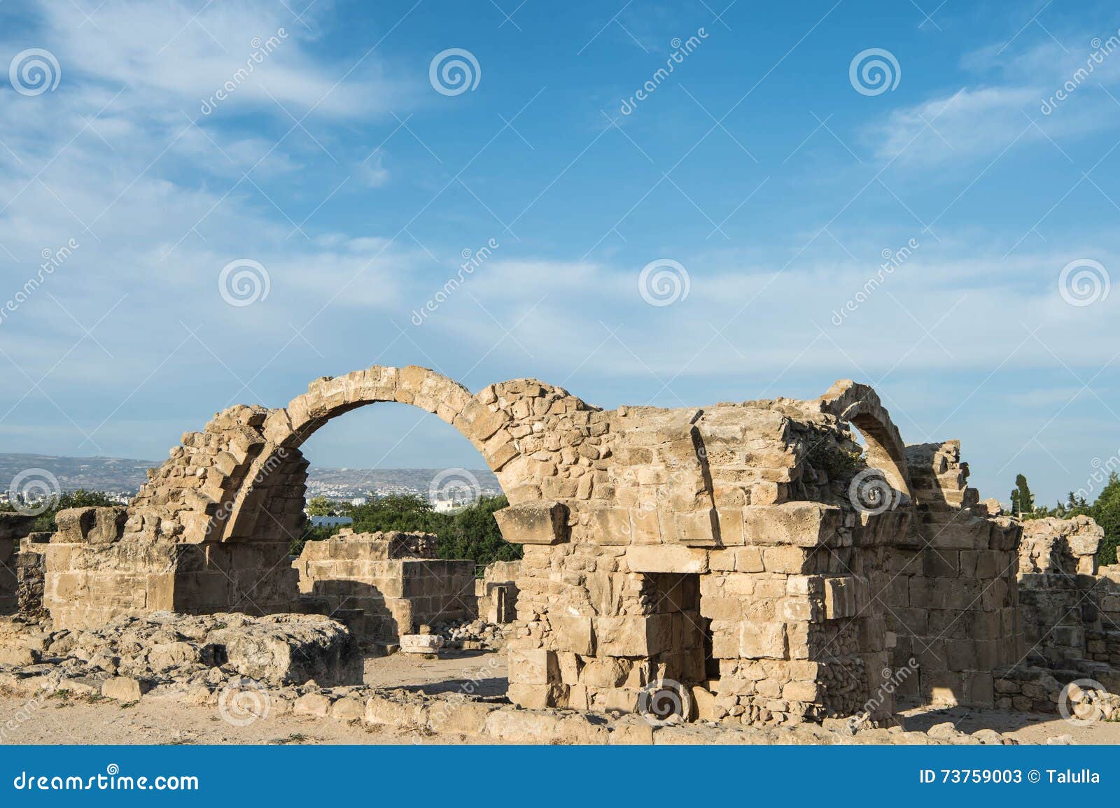 Ruins of Saranta Colones Castle in Paphos Stock Image - Image of ...